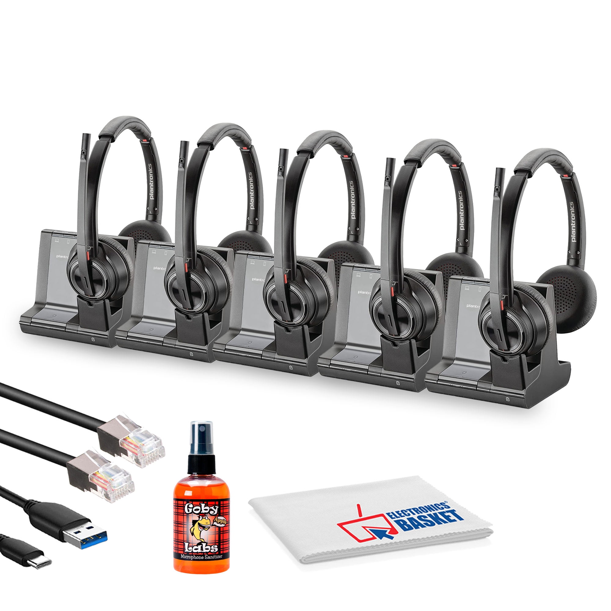 5x Poly Savi 8220 Office Wireless DECT Headset System Bundle - Walmart.com