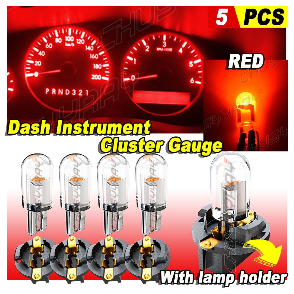 5x RED T10 194 LED Bulbs for Instrument Panel Gauge Cluster Dash Light ...