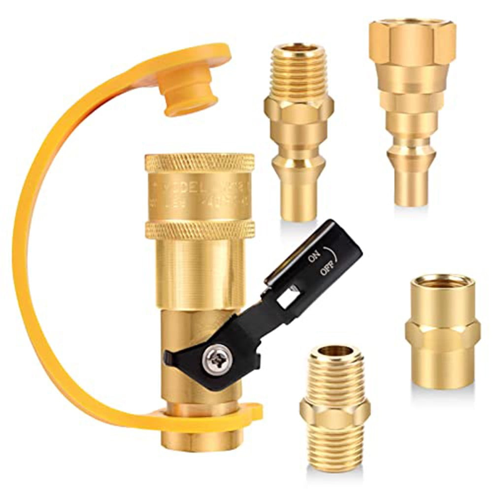 5x RV Propane Quick Connect Adapter 1/4\" Globe Valve For Propane Hose ...