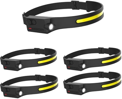 5x Rechargeable Headlamp LED 350 Lumen Bright Head Lamp with Motion ...