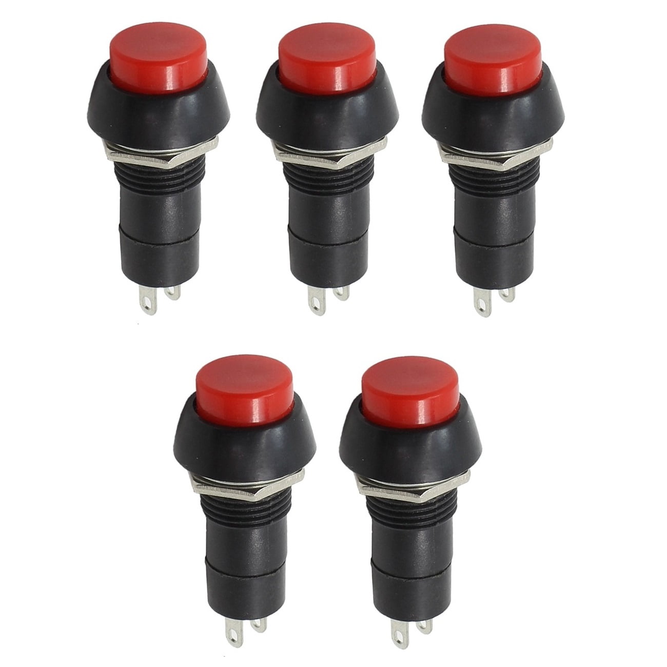 5x Red Push Button Switch Latching Bolt-On ON/OFF Car DC 12V/5A, AC ...