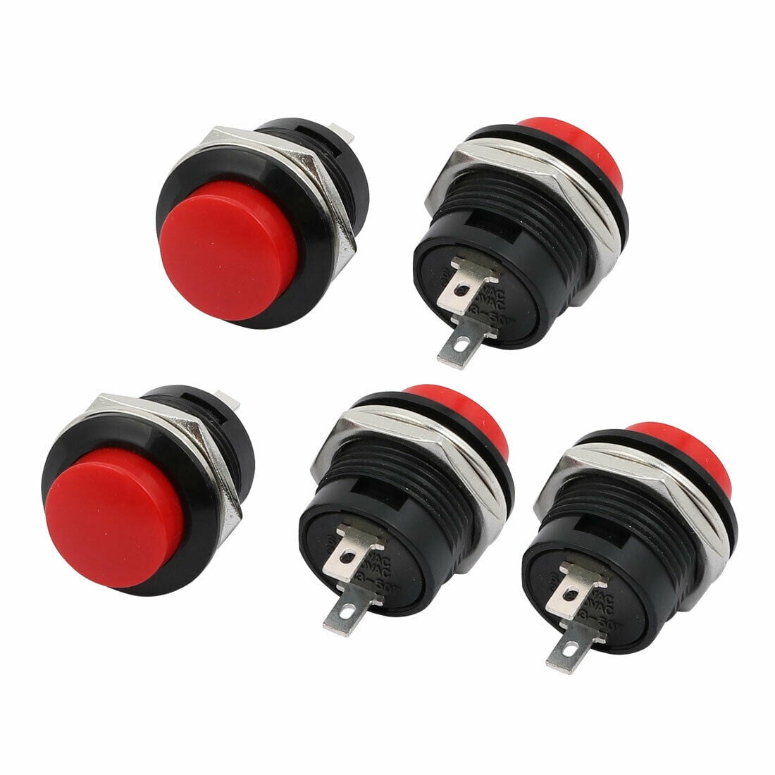 5x Red Push Button Switch Momentary Reset Car/Truck/Boat Round Circular ...