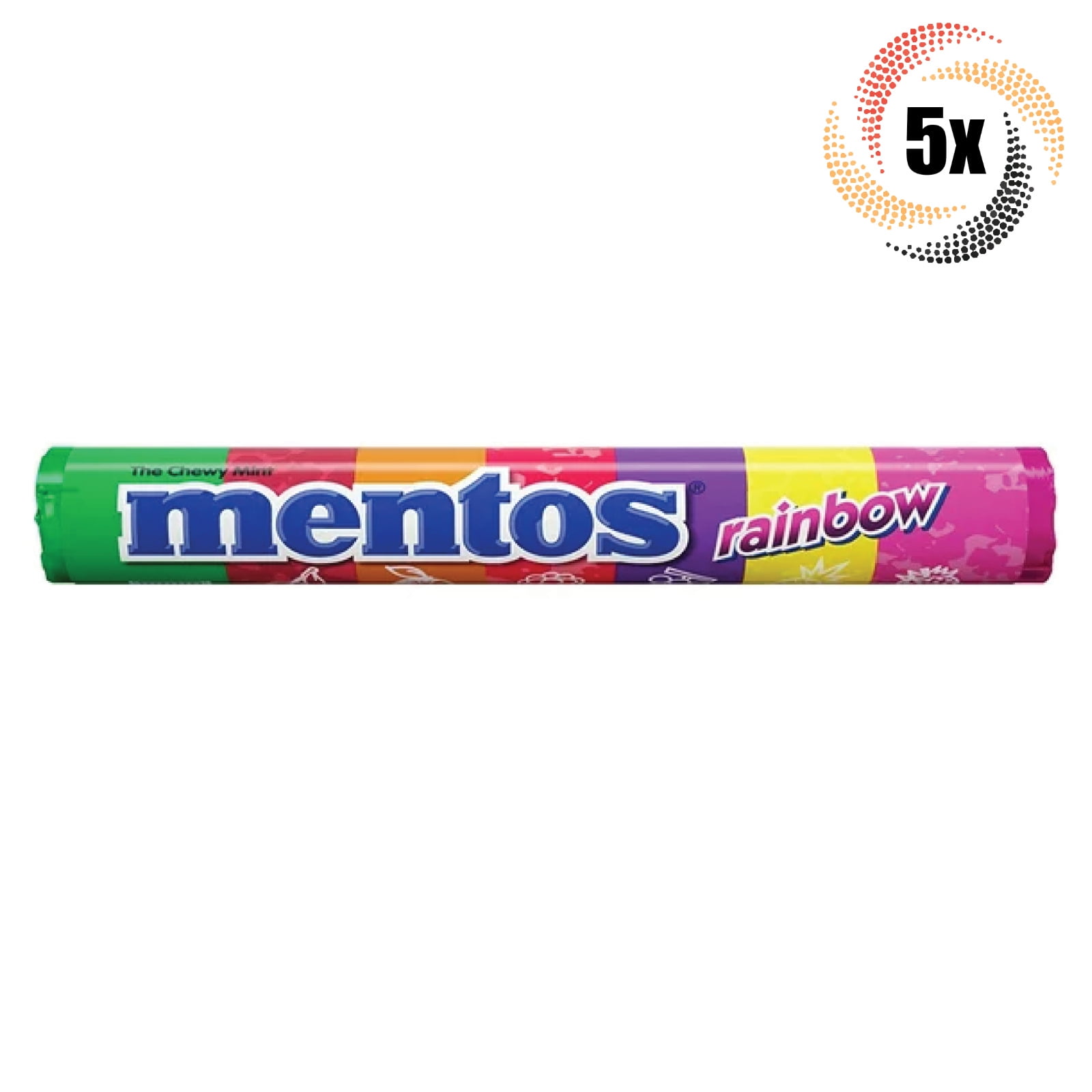 5x Rolls Mentos Rainbow Flavor Chewy Mints - 14 Mints Per Roll - 1.32oz ...