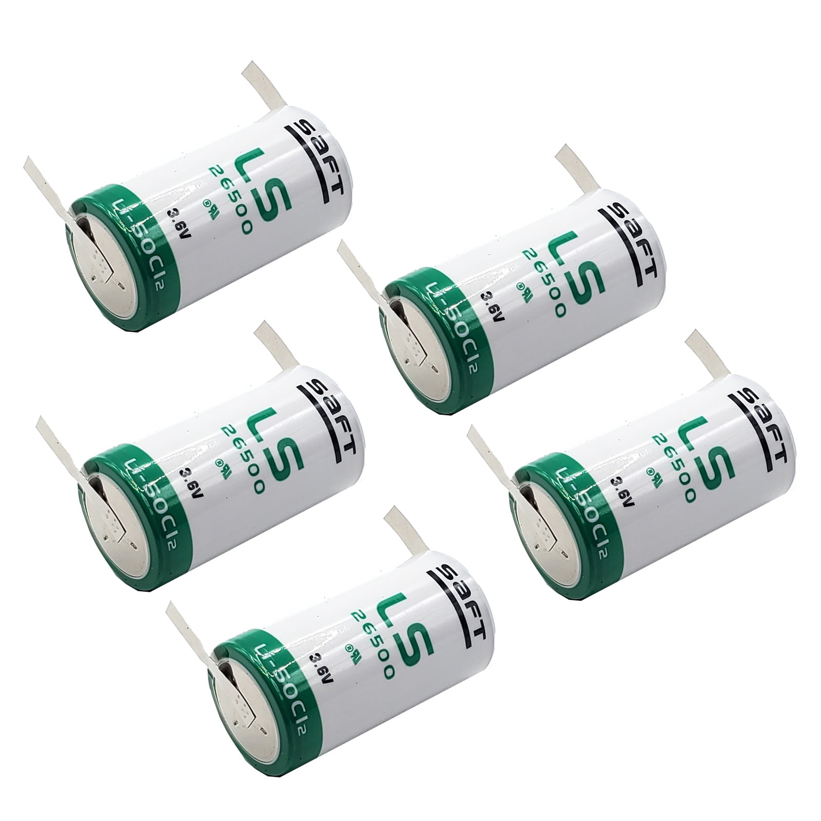 5x SAFT LS26500_TAB Size C 3.6V 7700mAh Primary Lithium Cell - Walmart.com