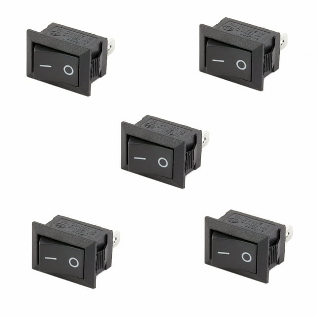 5x SPST On/Off Black Square I/O Rocker Mini 12V Switch for Automotive ...