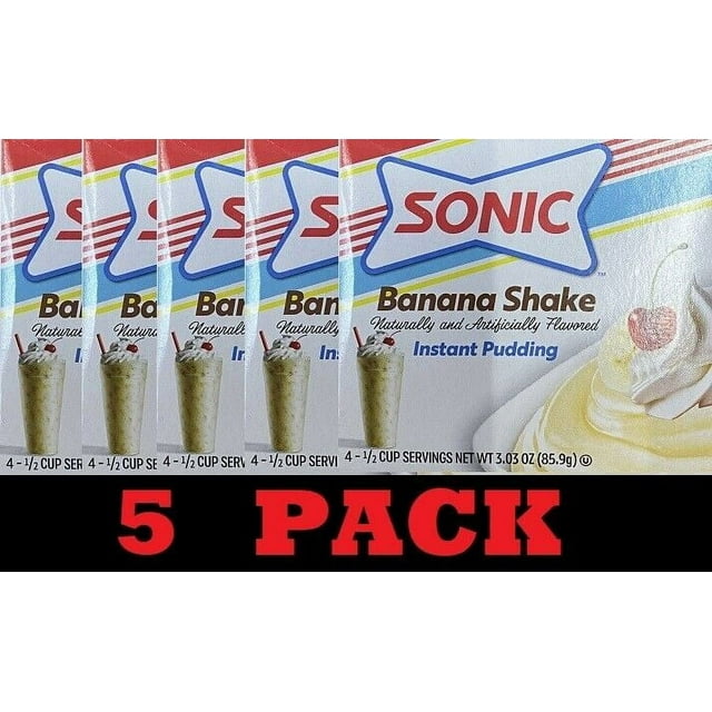 5x Sonic BANANA SHAKE Dessert Instant Pudding Mix 3.03 oz - 5 BOXES ...
