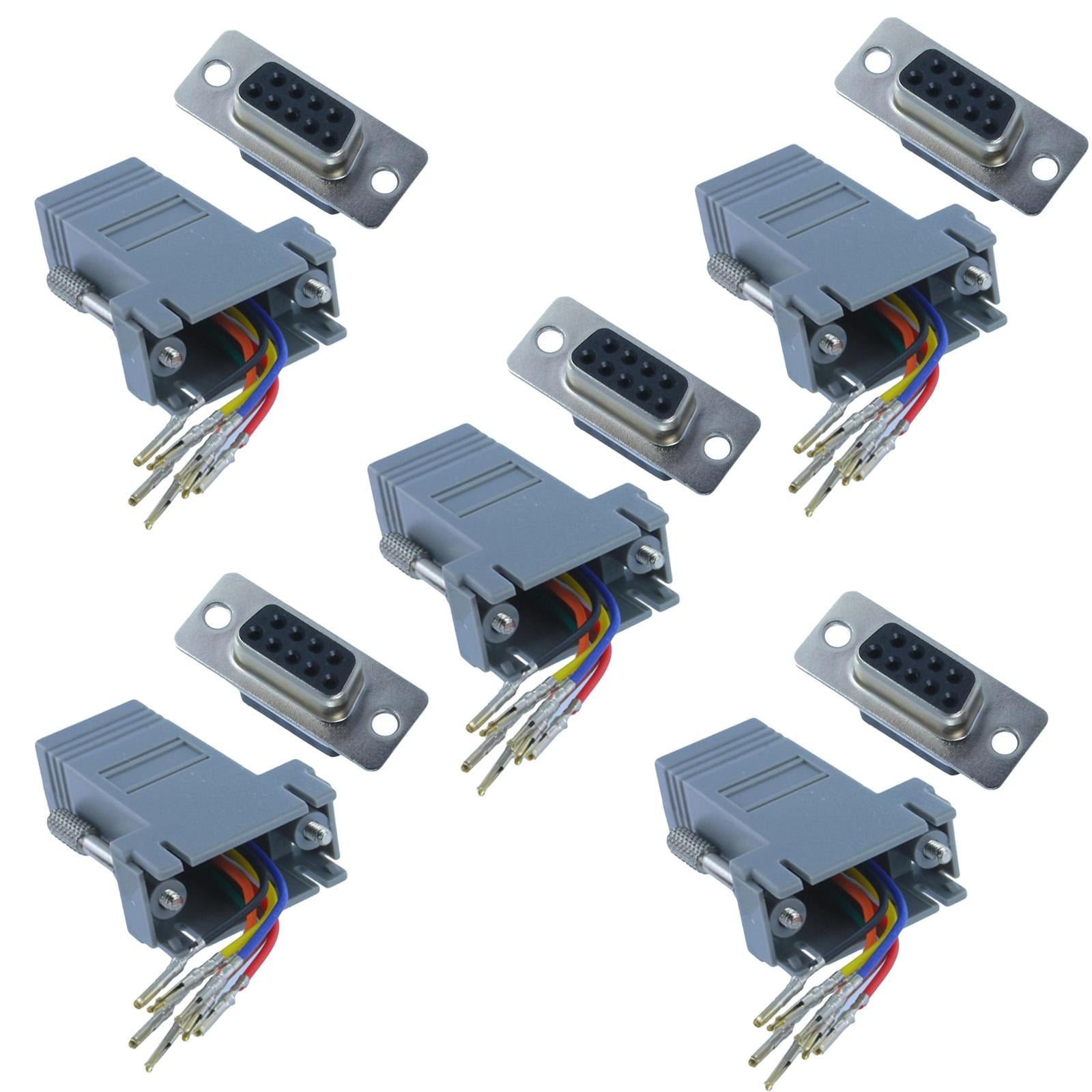 5x User-Configurable DB9 to RJ45 Adapters for Connecting Serial Devices ...