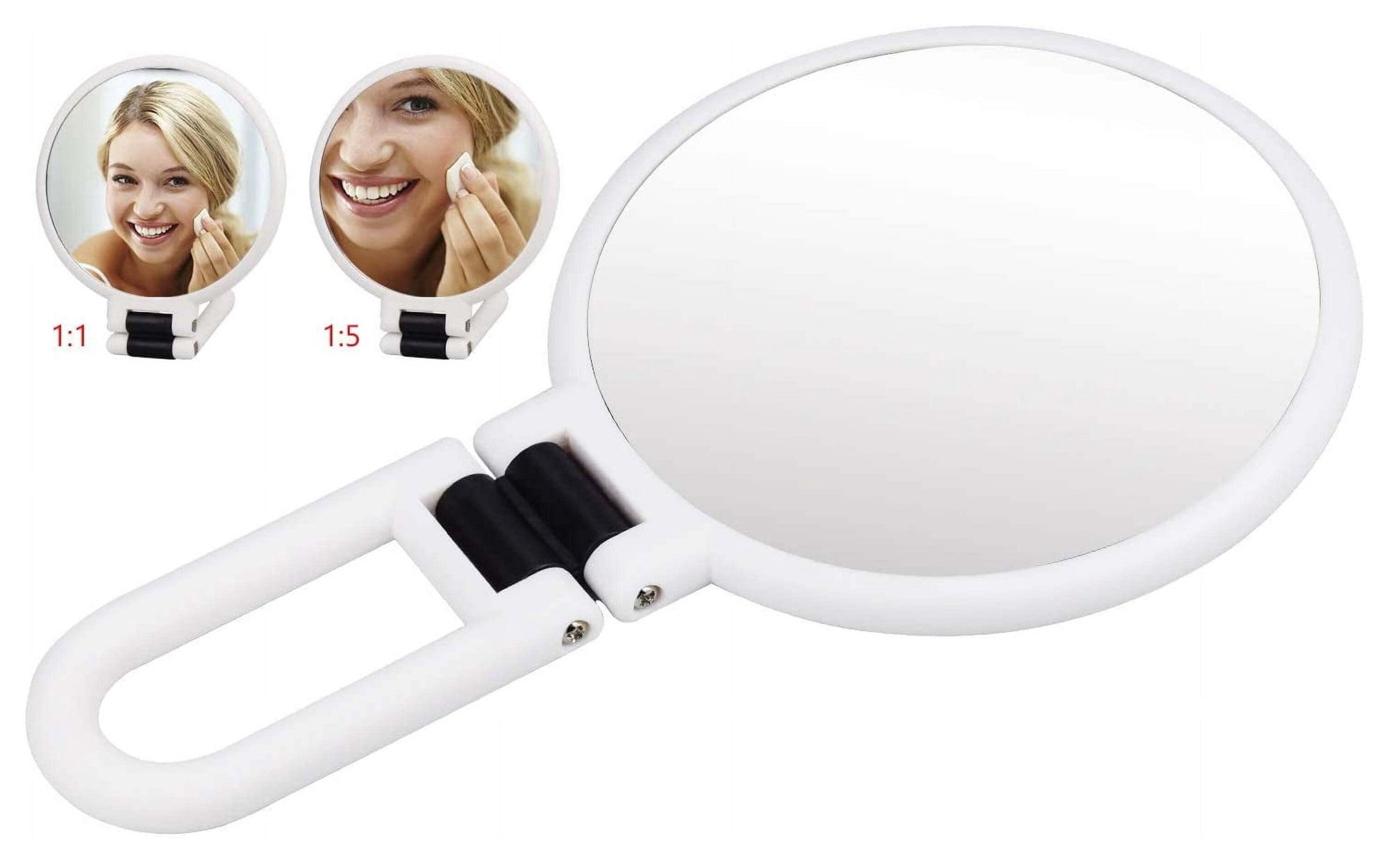 5x magnification folding double-sided makeup mirror, handheld desktop ...