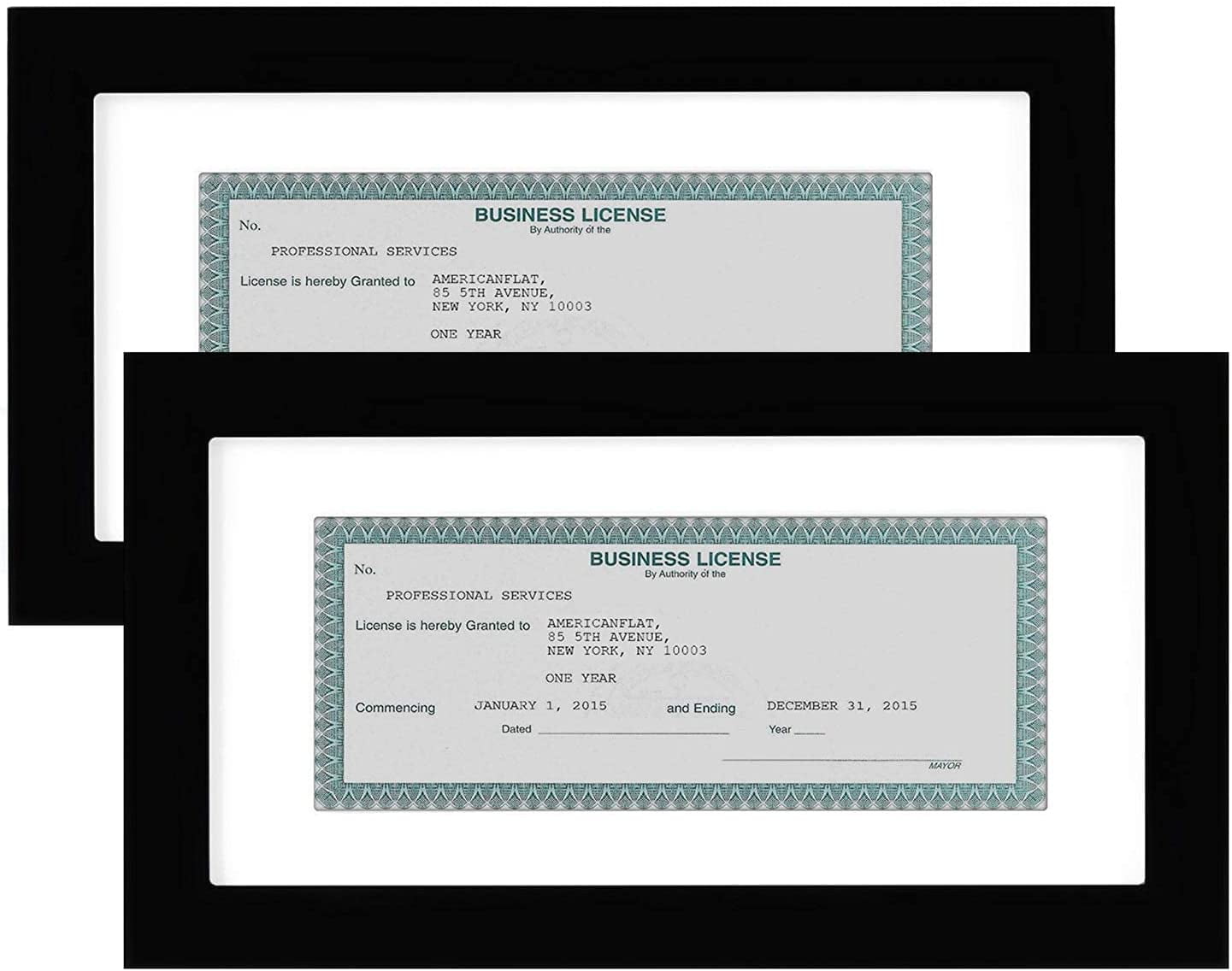 5x10 Business License Frame with Shatter-Resistant Glass - Set of 2 ...