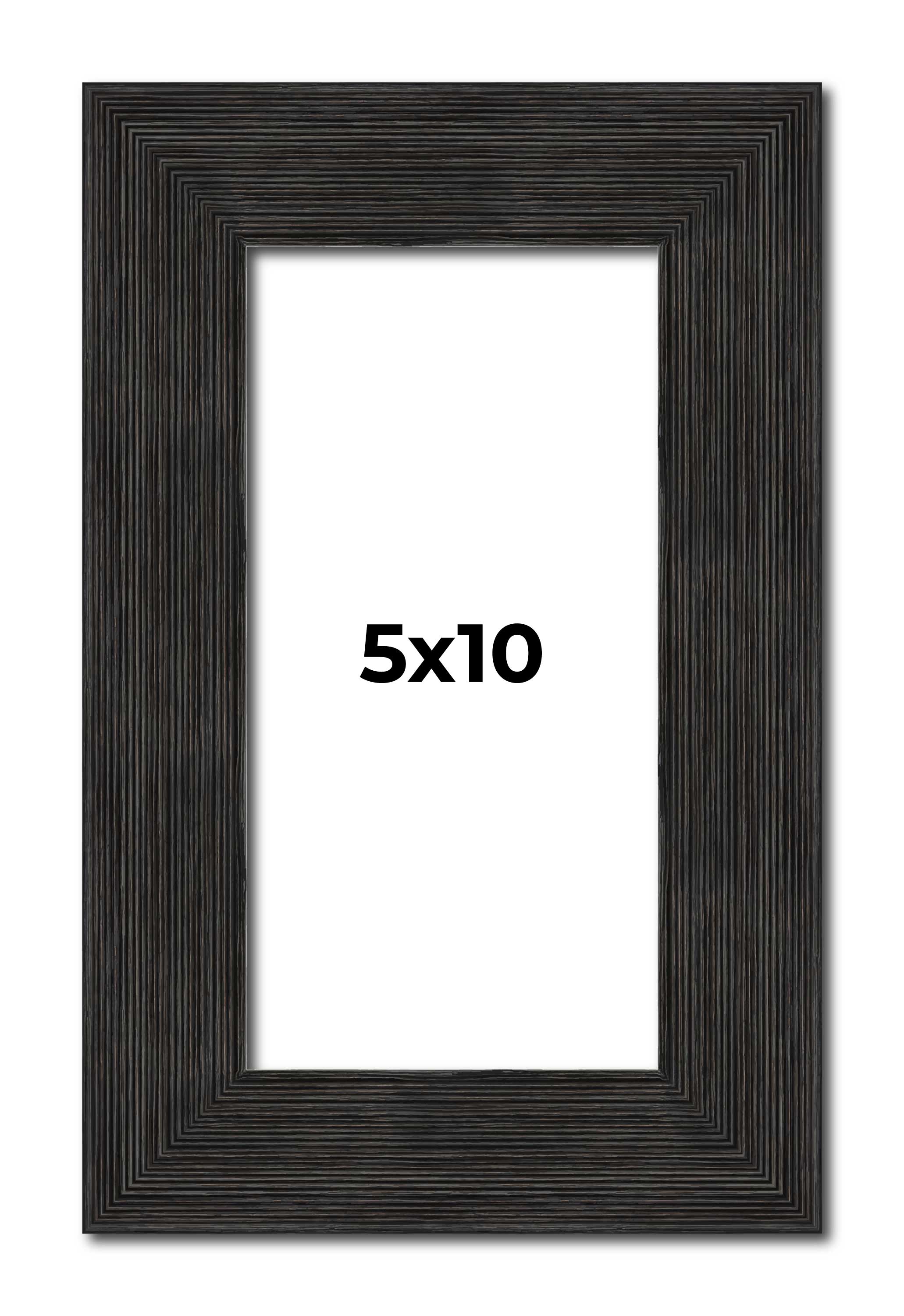 5x10 Contemporary Black Picture Frame - UV Acrylic, Foam Board Backing ...
