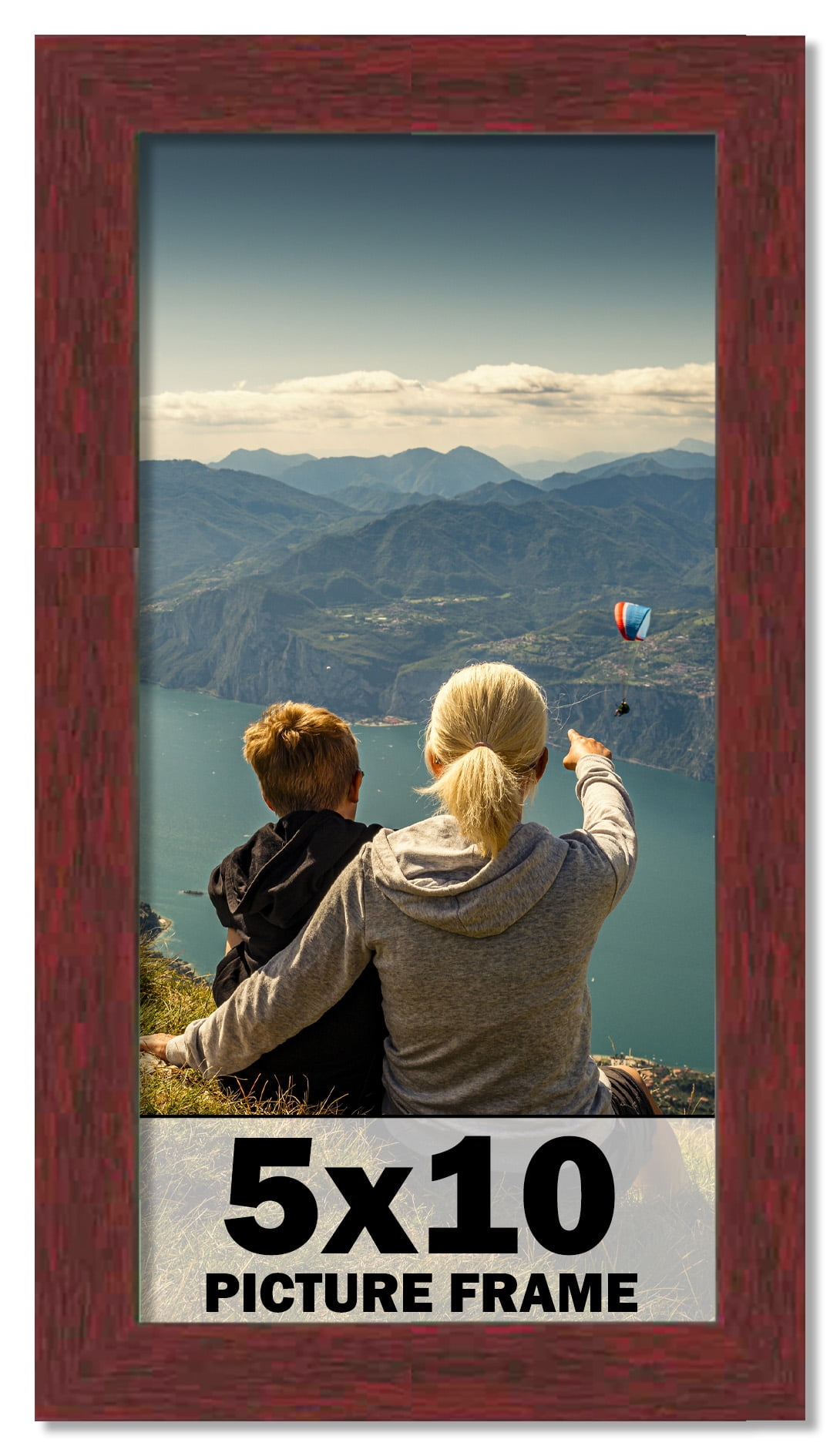 5x10 Frame Brown Mahogany Solid Wood Picture Frame Includes UV Acrylic ...