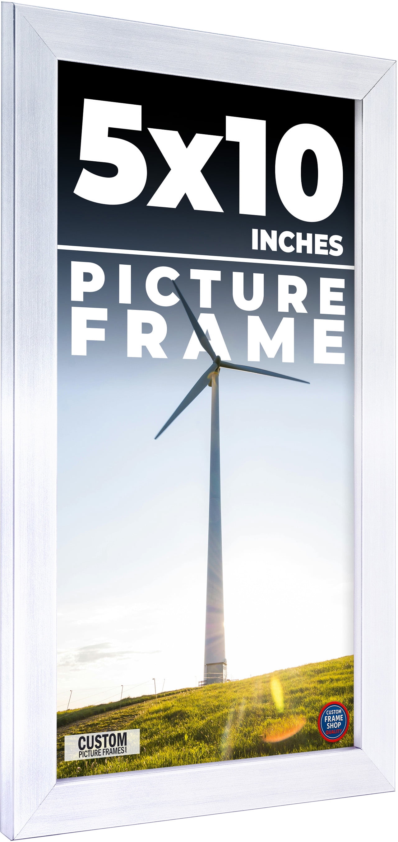 5x10 In - 5 x 10 Stainless Steel Silver Solid Wood Frame with UV Framer ...