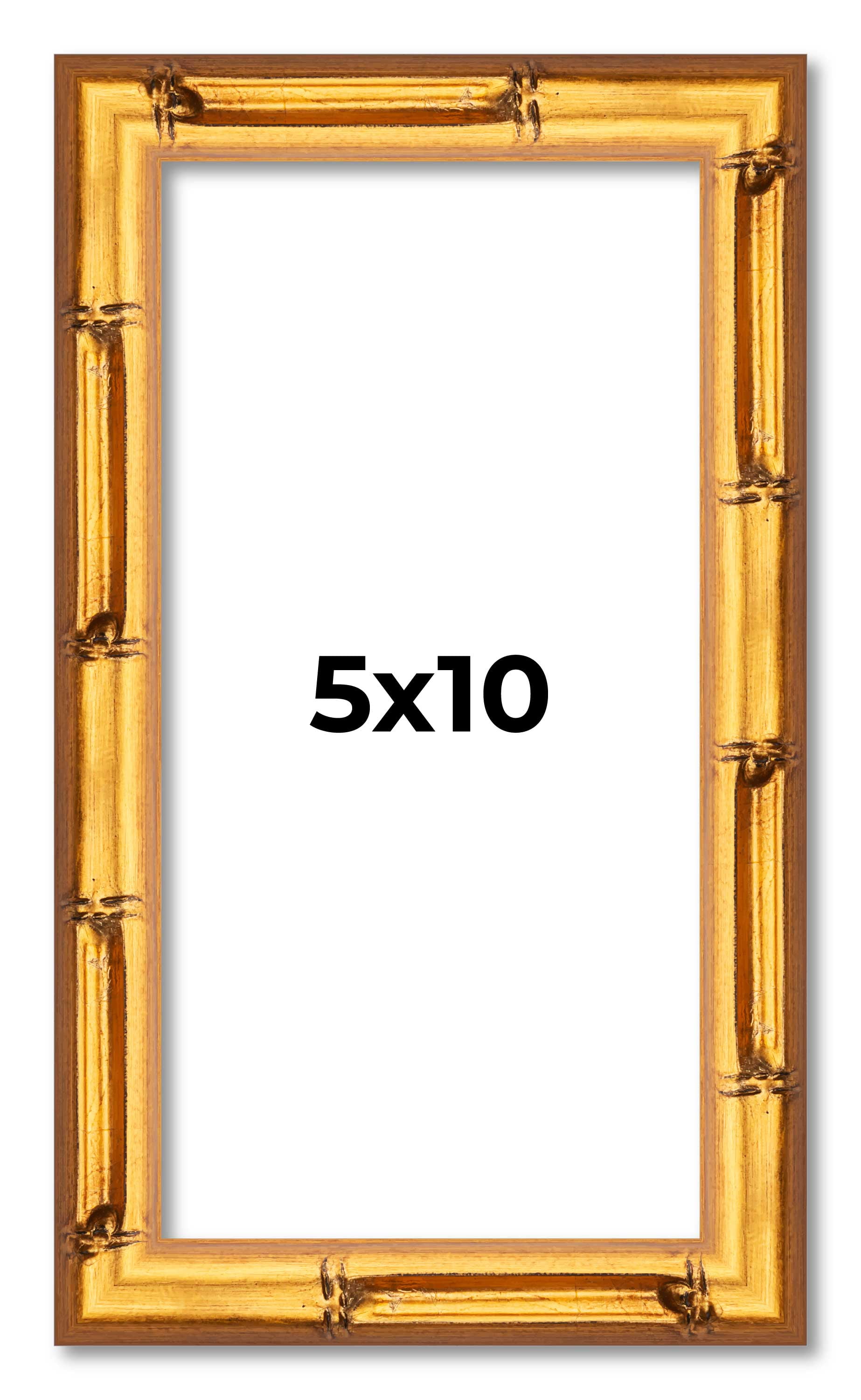 5x10 Frame Gold Bamboo Solid Wood Picture Frame | 1 Inch Moulding Width ...