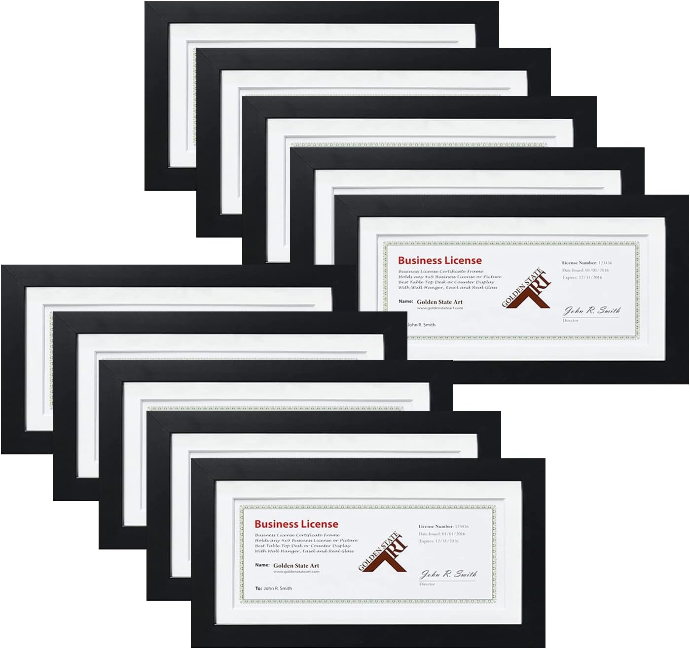 5x10 Wood Frame with Mat for 4x9 Business License Certificate with ...