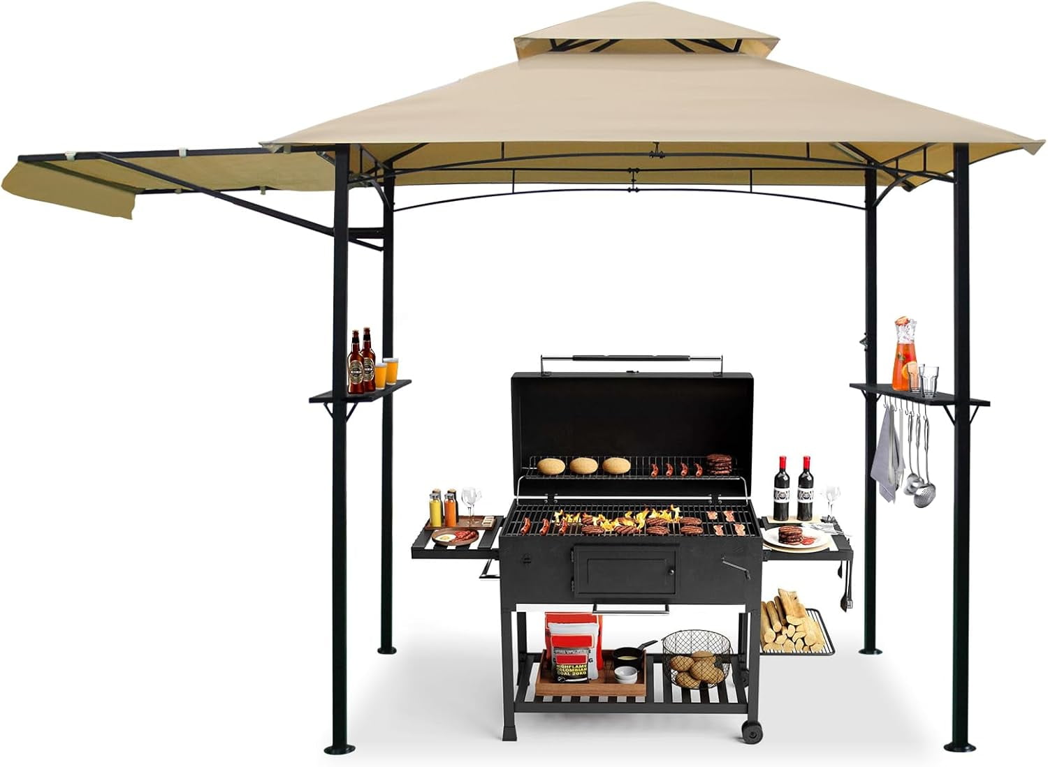 5x11 grill gazebo, outdoor bbq grill patio canopy with 2 handy shelves ...
