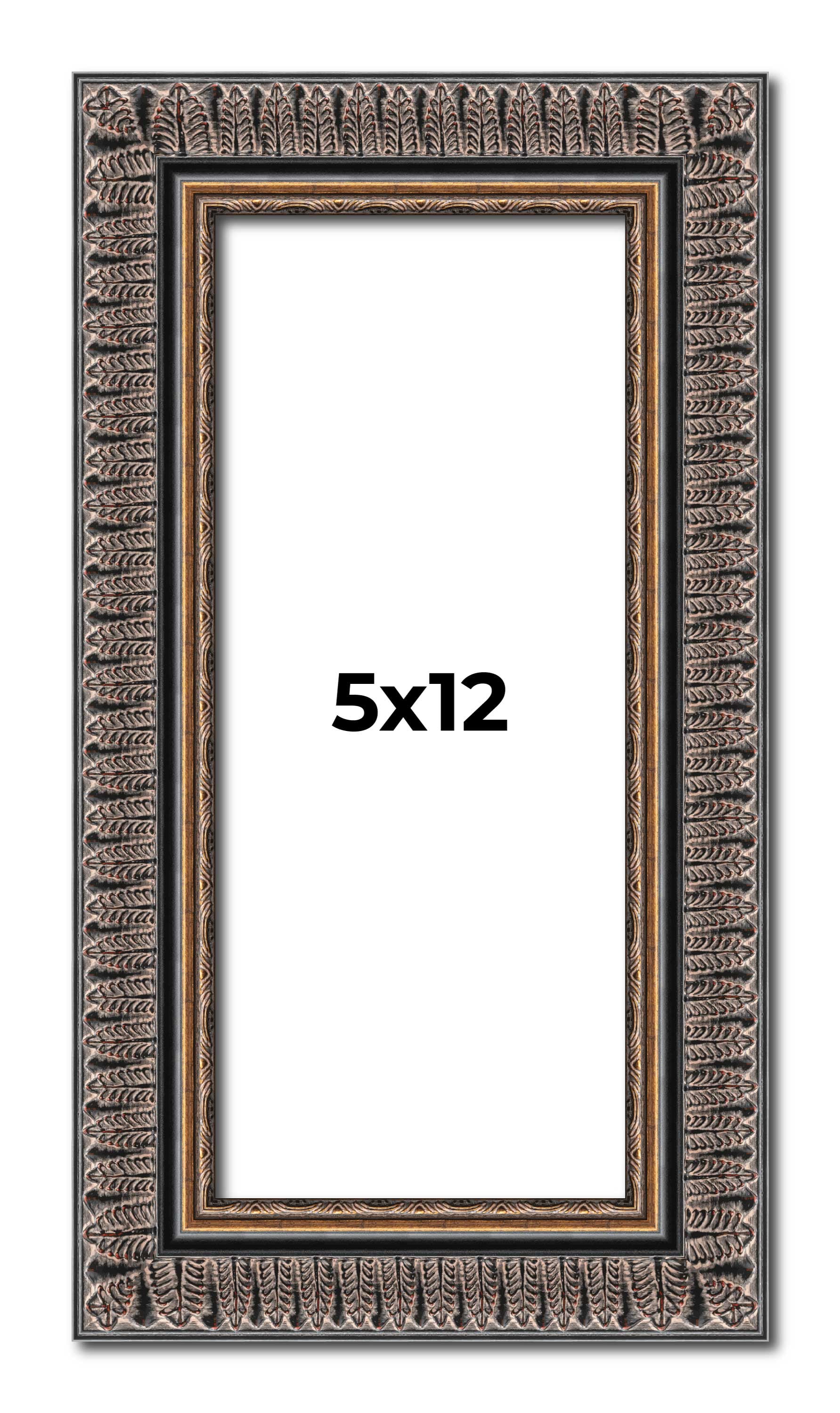 5x12 IN Frame Black Feather Payton Ornate Solid Wood Picture Frame ...