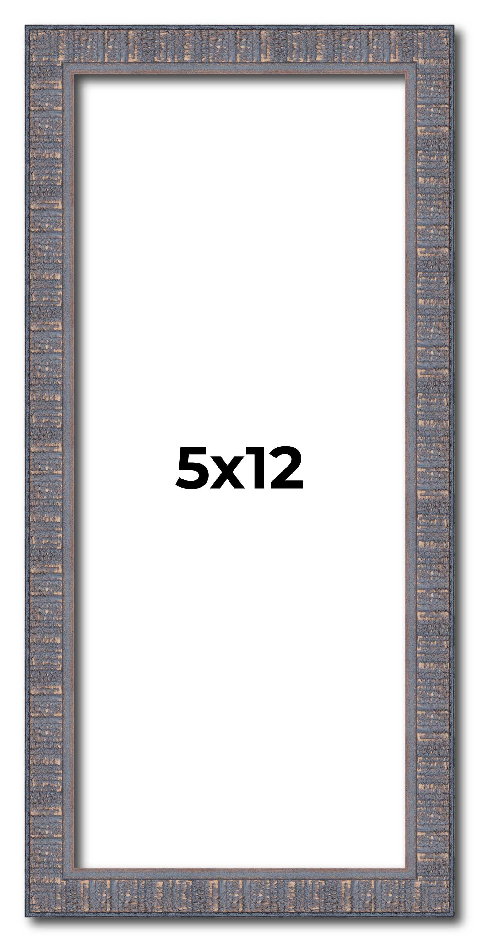 5x12 IN Frame Blue Kingsley Pewter Solid Wood Picture Frame Width 0.75 ...
