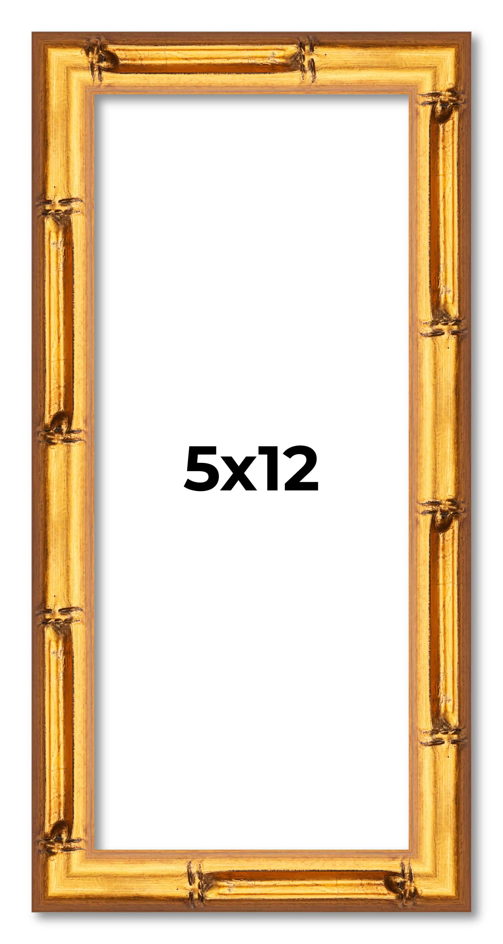 5x12 Frame Gold Bamboo Solid Wood Picture Frame | 1 Inch Moulding Width ...