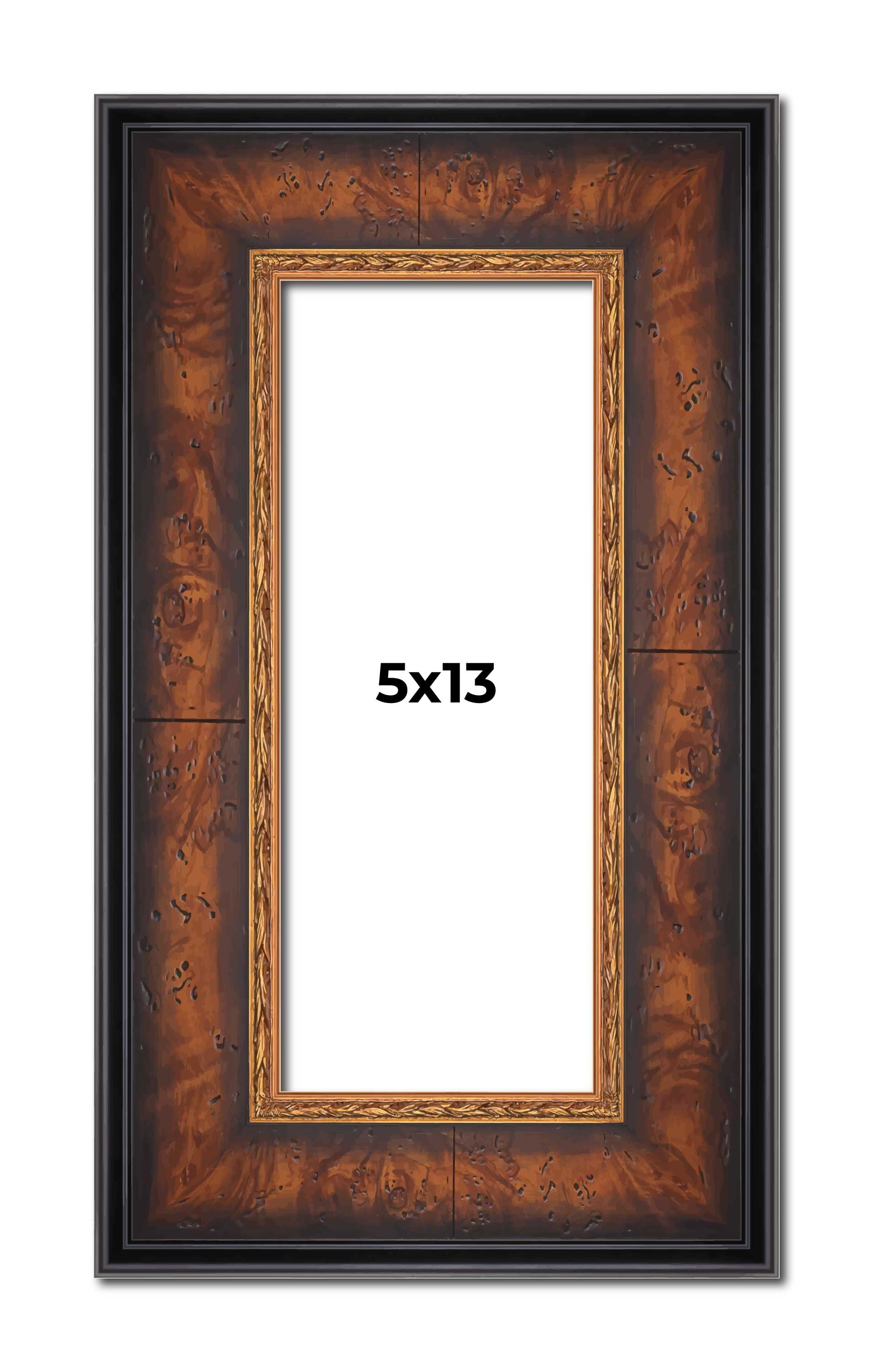 5x13 Frame Brown Walnut Gold Ornate Trim Solid Wood Plein Air Picture ...