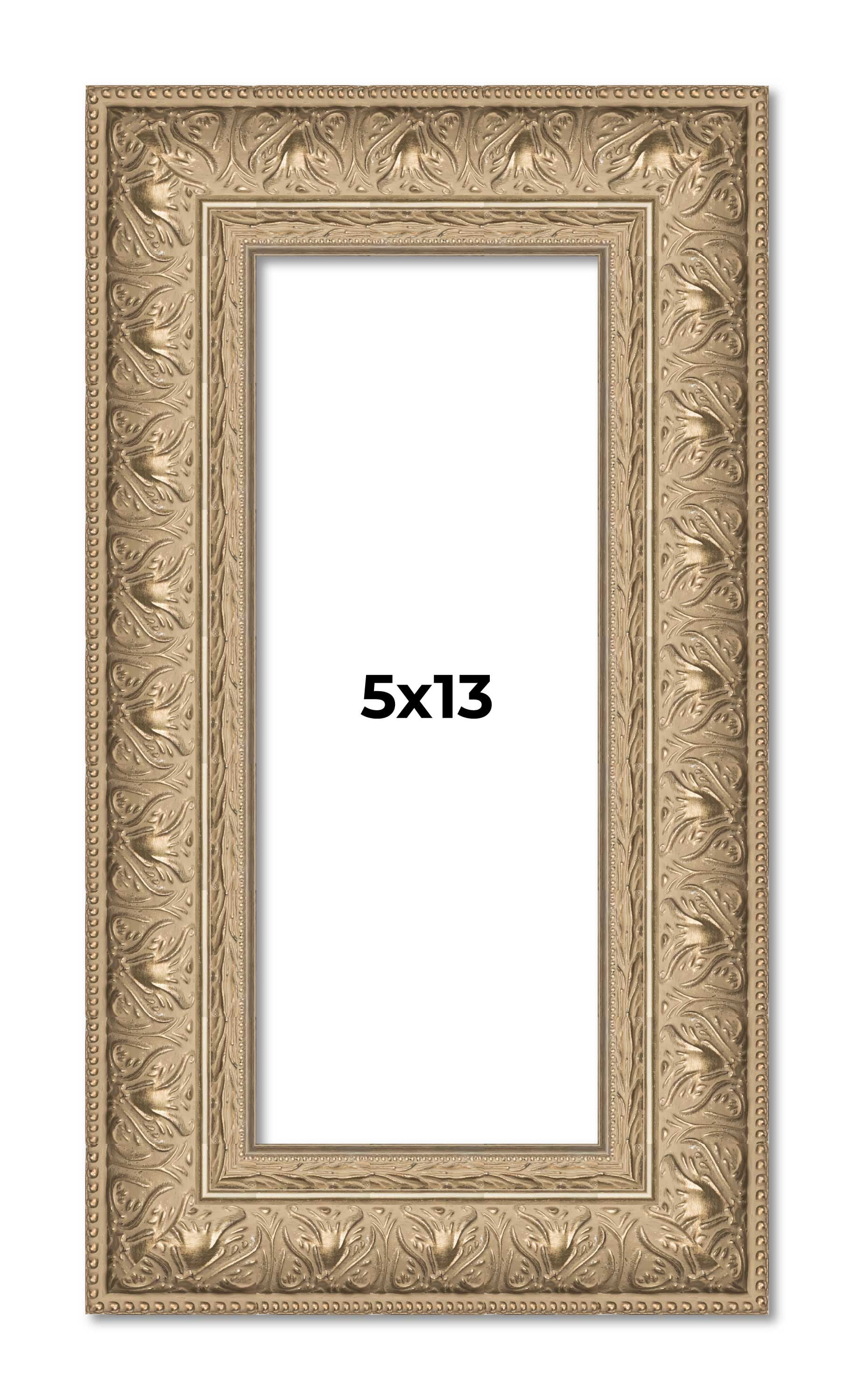 5x13 IN Frame Ornate Silver Beaded Solid Wood Picture Frame Width 2.5 ...