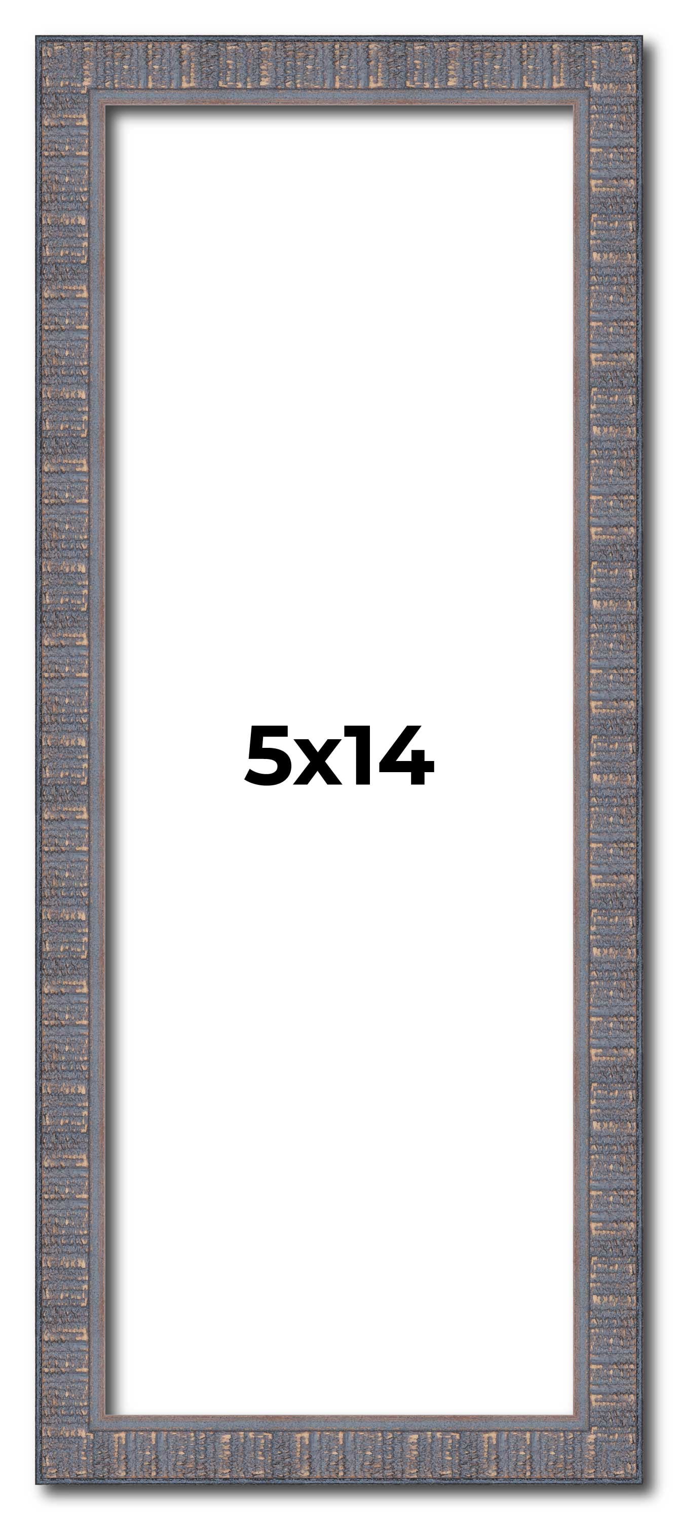 5x14 Frame Slate Blue Distressed Rustic Solid Wood Picture Frame | 0.75 ...
