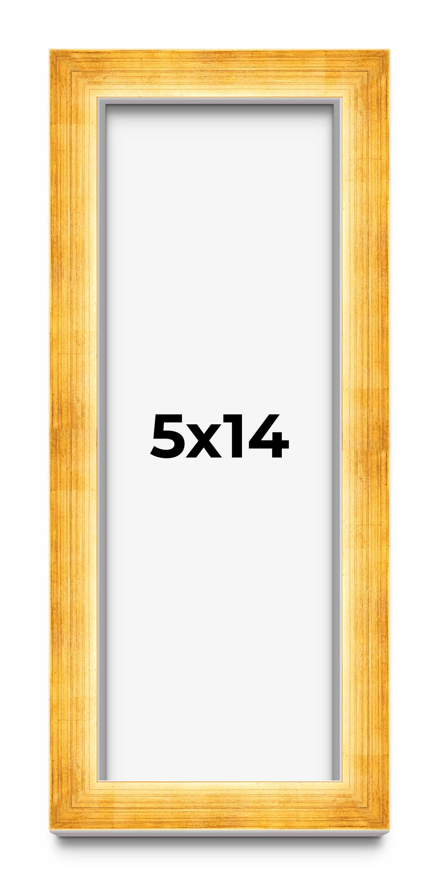5x14 IN Shadow Box Frame Gold | 1.625 Inches Deep Real Wood Traditional ...