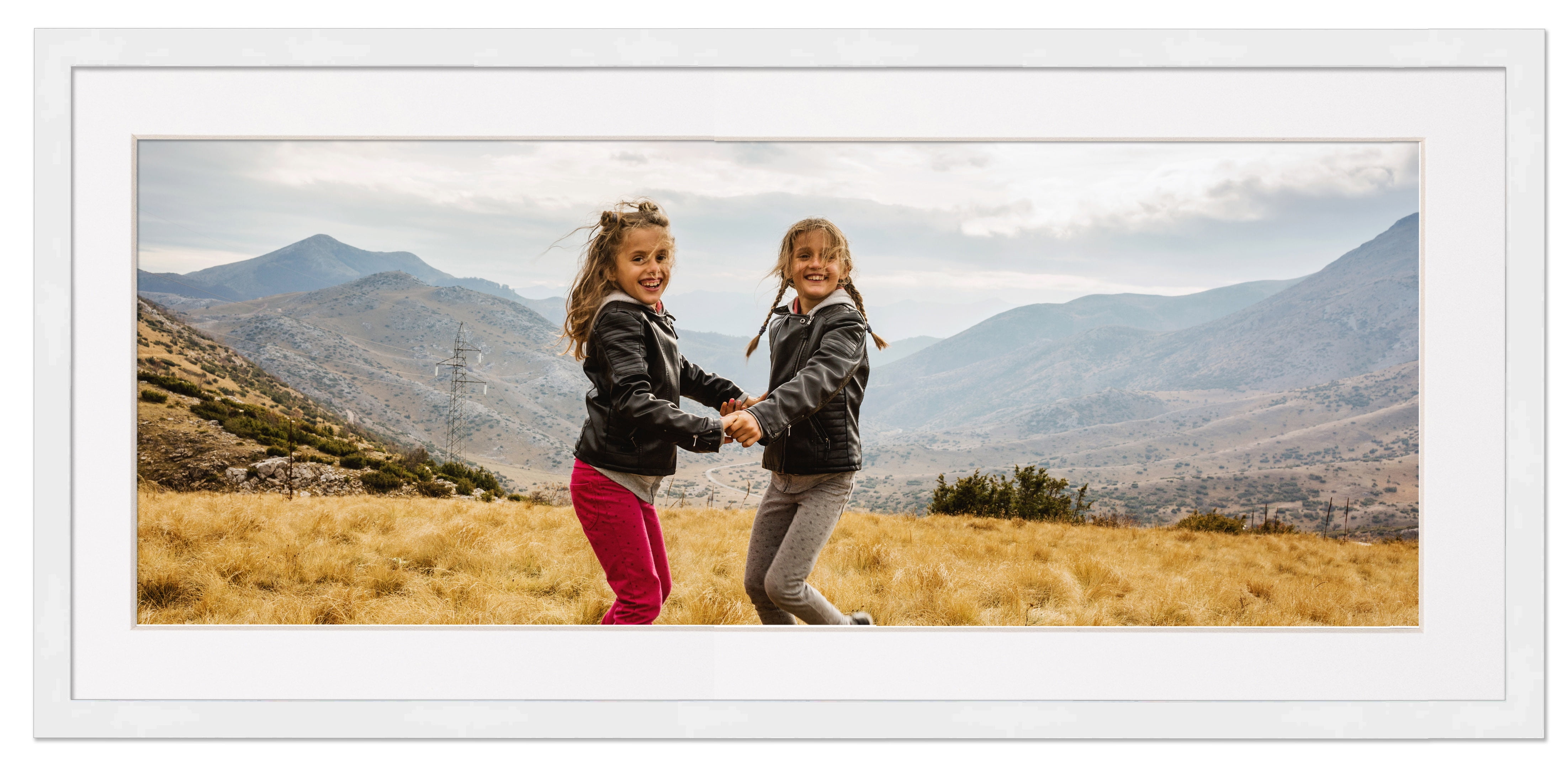 5x15 Frame with Mat - White 8x18 Frame Wood Made to Display Print or Poster Measuring 5 x 15 ...