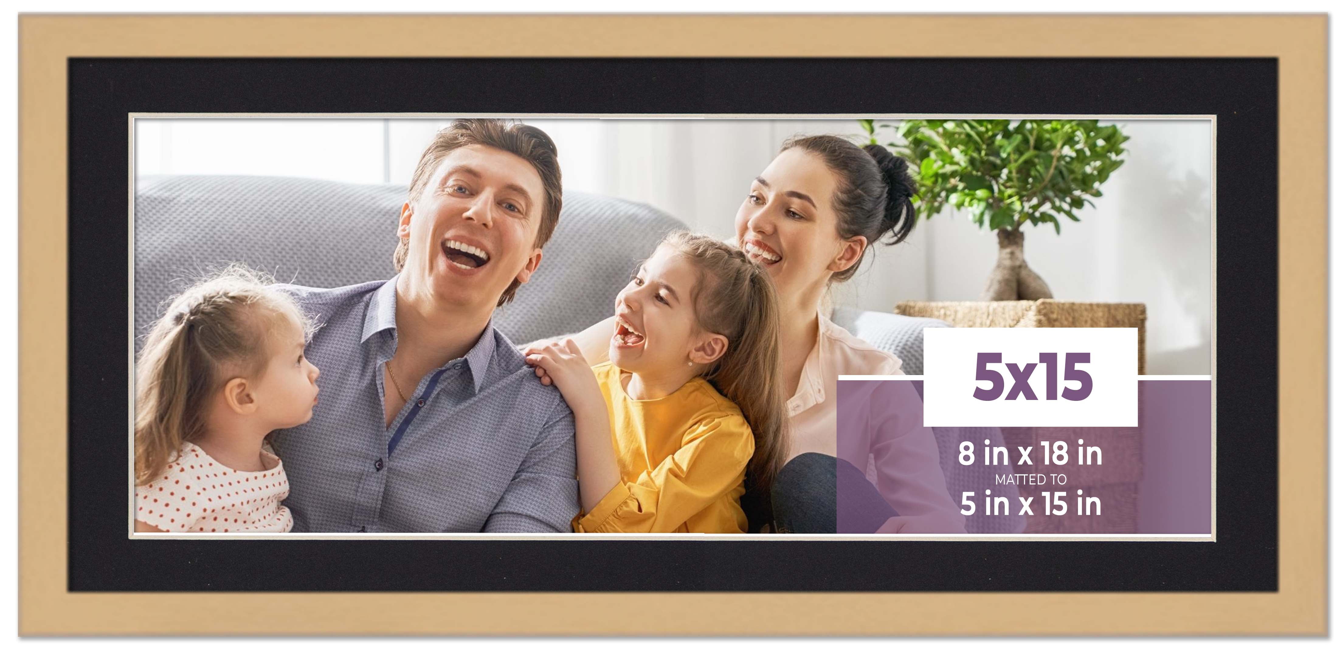 5x15 In Frame Natural With Black Picture Mat For 5x15 In Photo ...