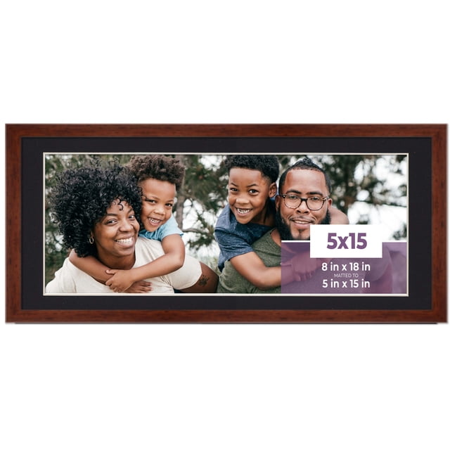 5x15 In Frame Walnut With Black Picture Mat For 5x15 In Photo - Walnut ...