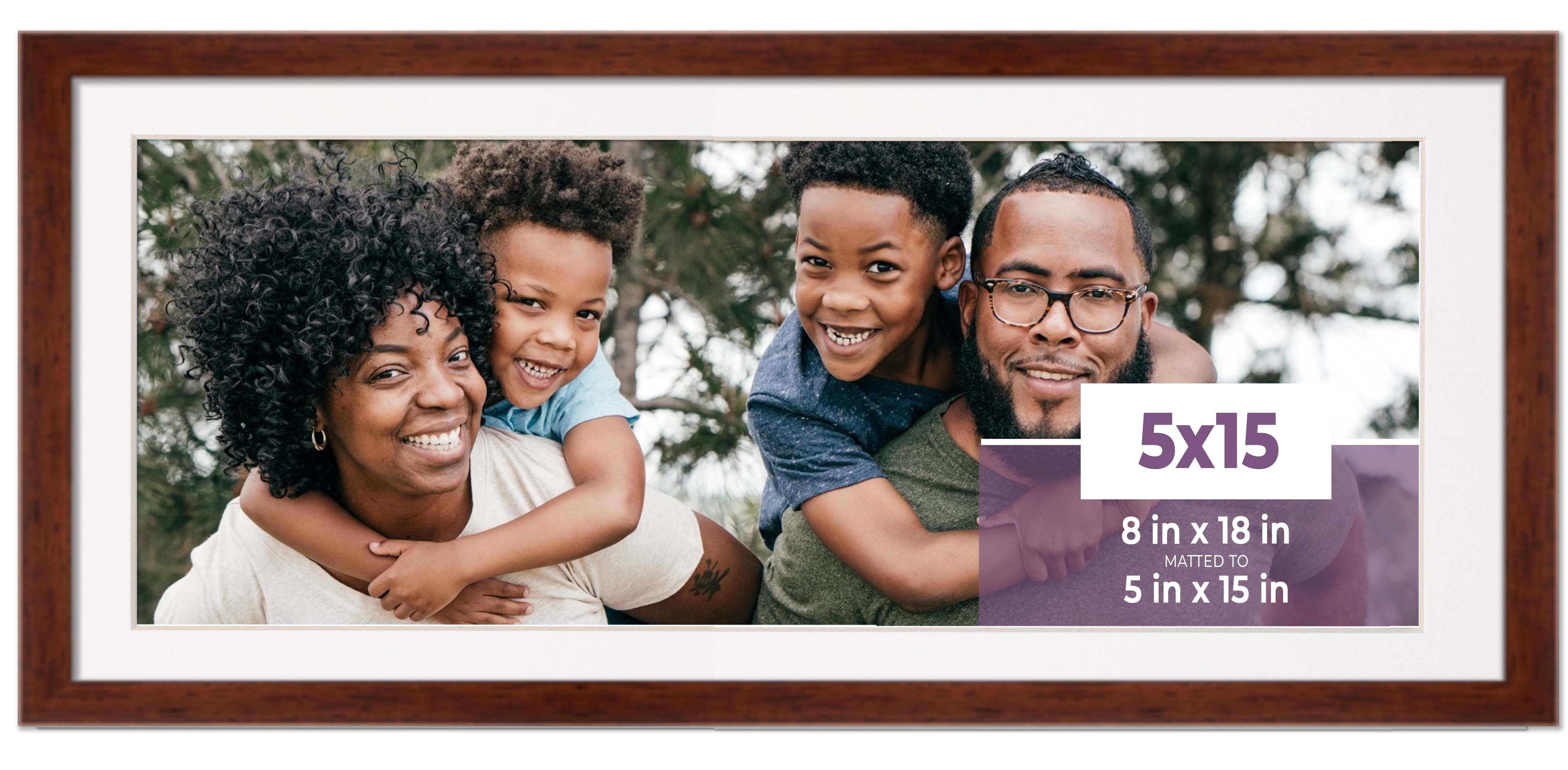 5x15 In Frame Walnut With White Picture Mat For 5x15 In Photo - Walnut ...