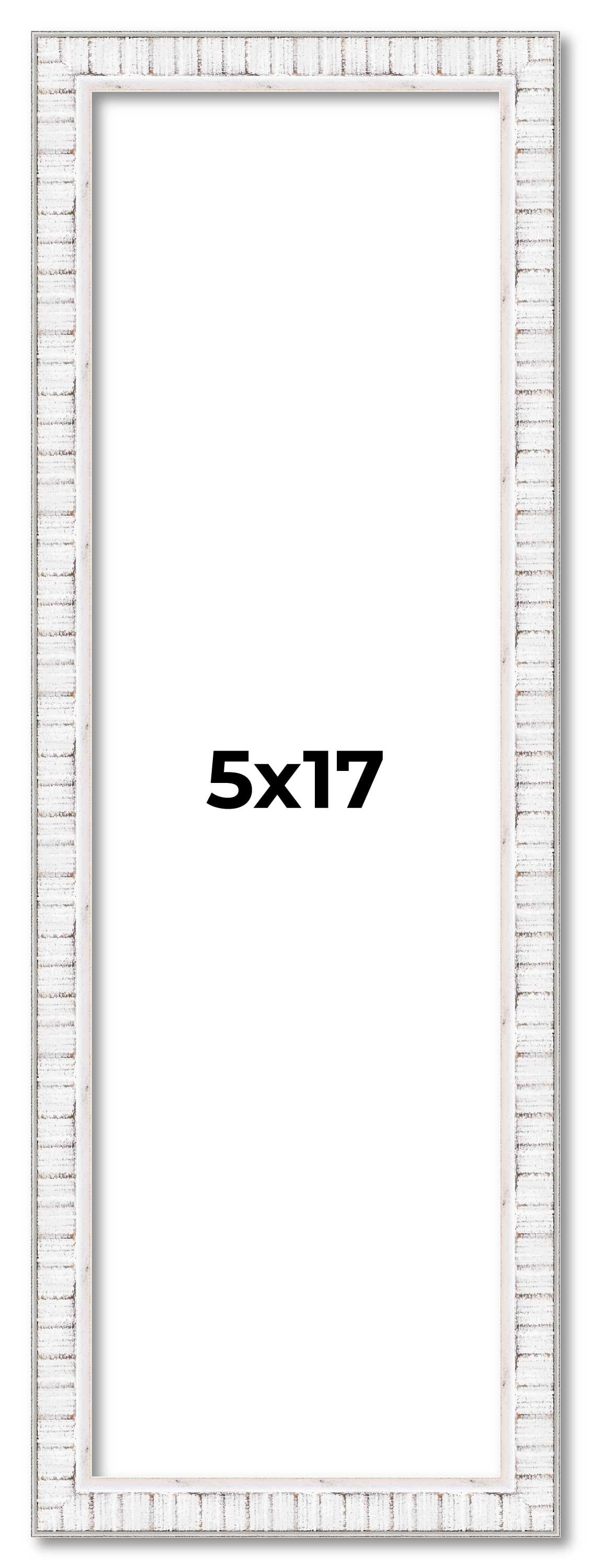 5x17 Frame White Scuffed Rustic Solid Wood Picture Frame | 0.75 Inch ...