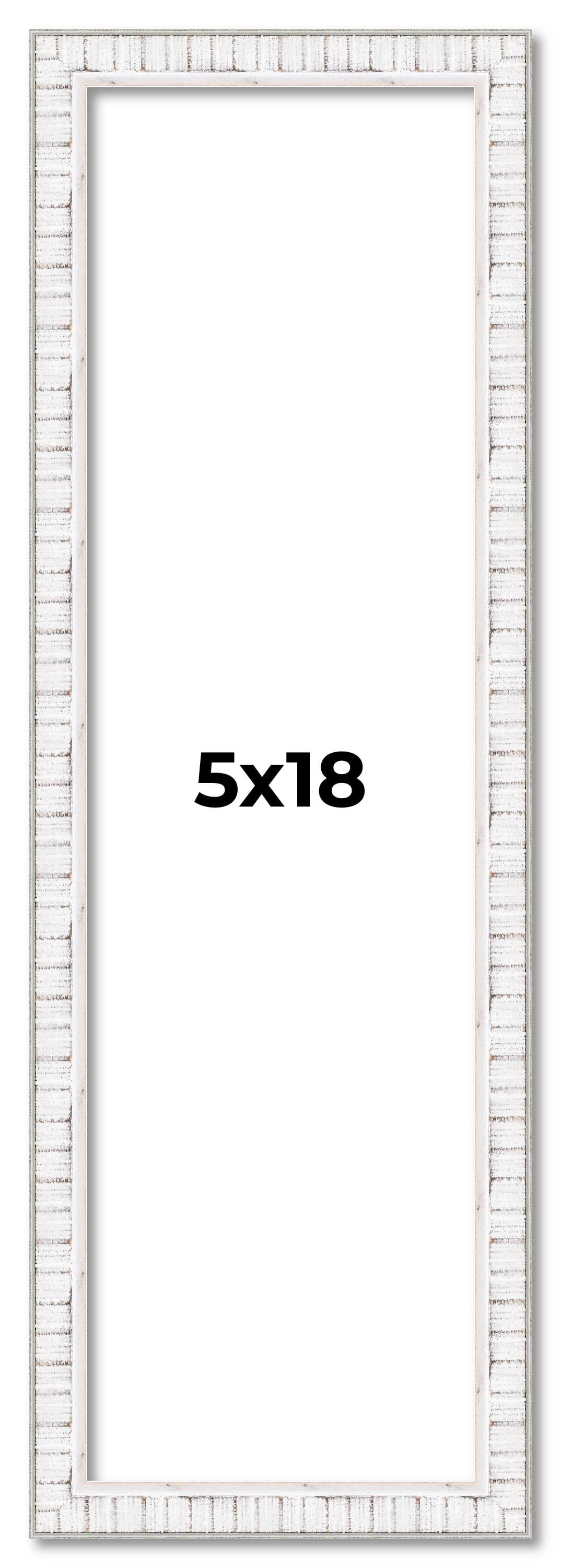 5x18 Frame White Scuffed Rustic Solid Wood Picture Frame | 0.75 Inch ...
