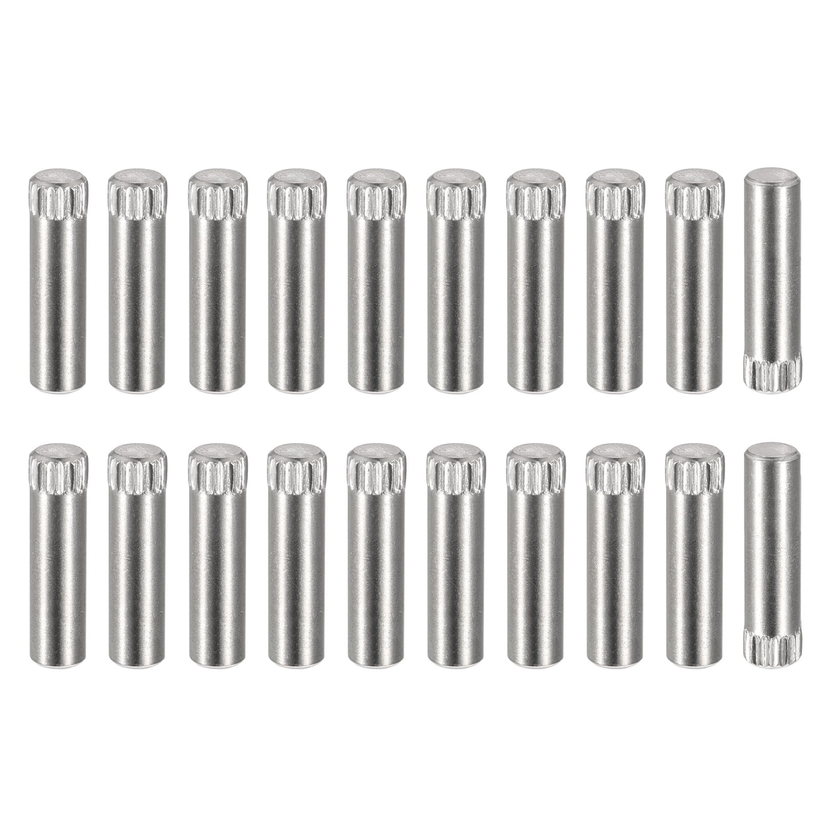 5x18mm 304 Stainless Steel Dowel Pins, 20 Pack Knurled Head Flat End ...
