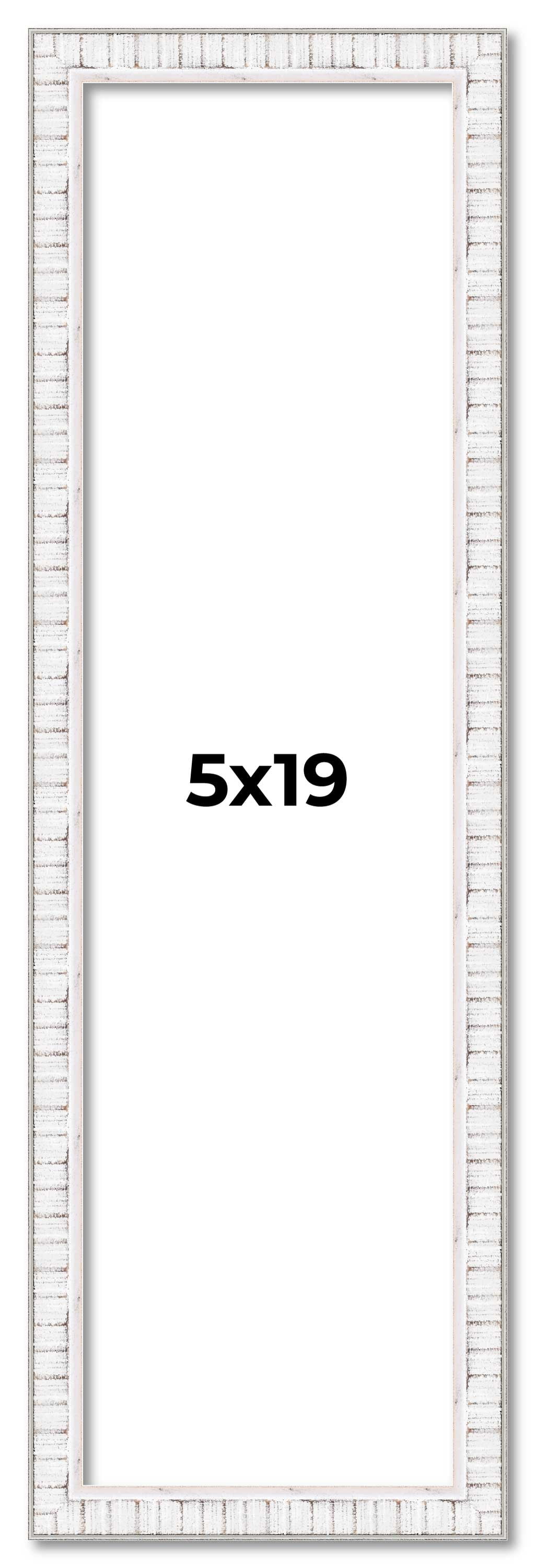 5x19 Frame White Scuffed Rustic Solid Wood Picture Frame | 0.75 Inch ...