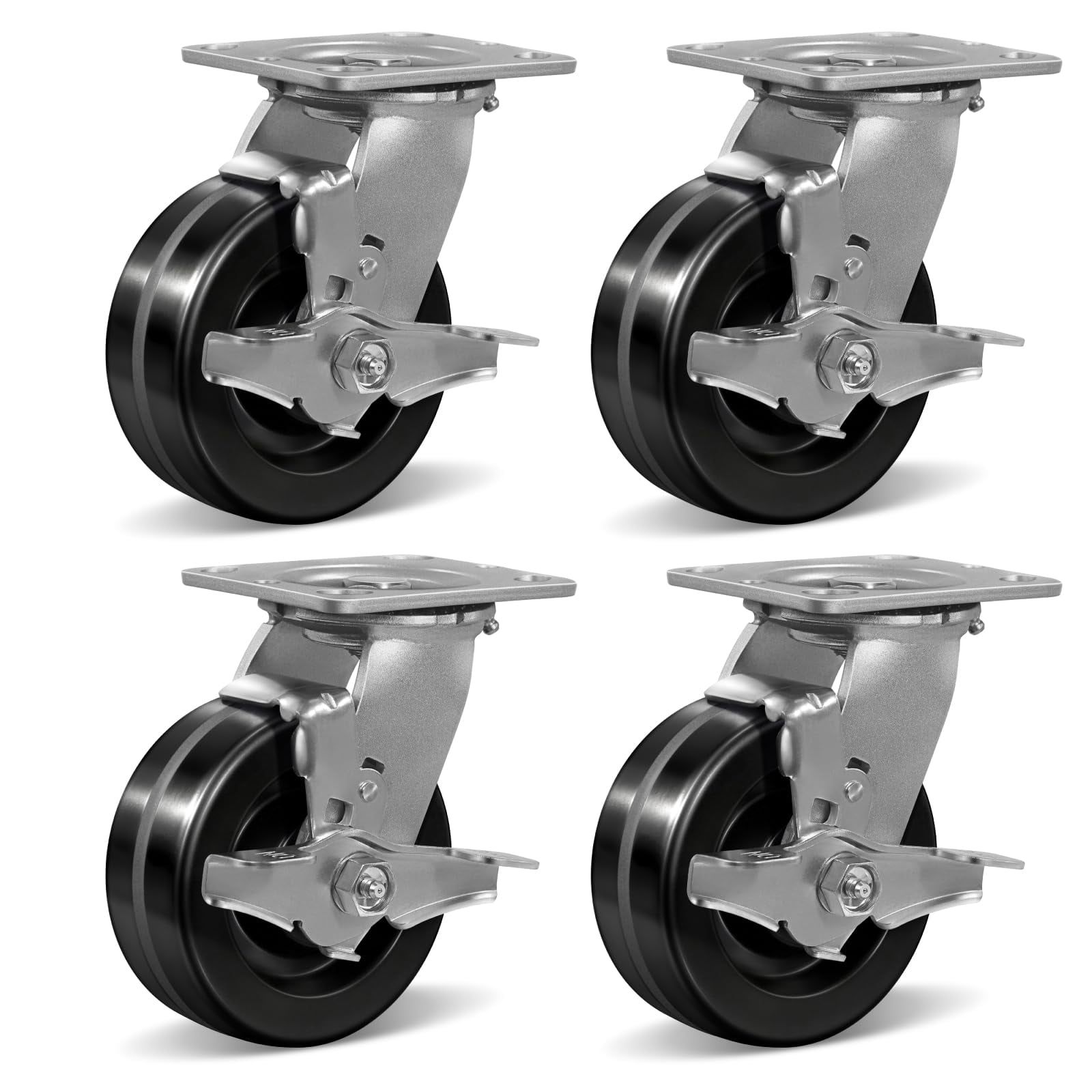 5x2 Inch Phenolic Heavy Duty Casters, 4-Pack, 4000 LB Load Bearing ...