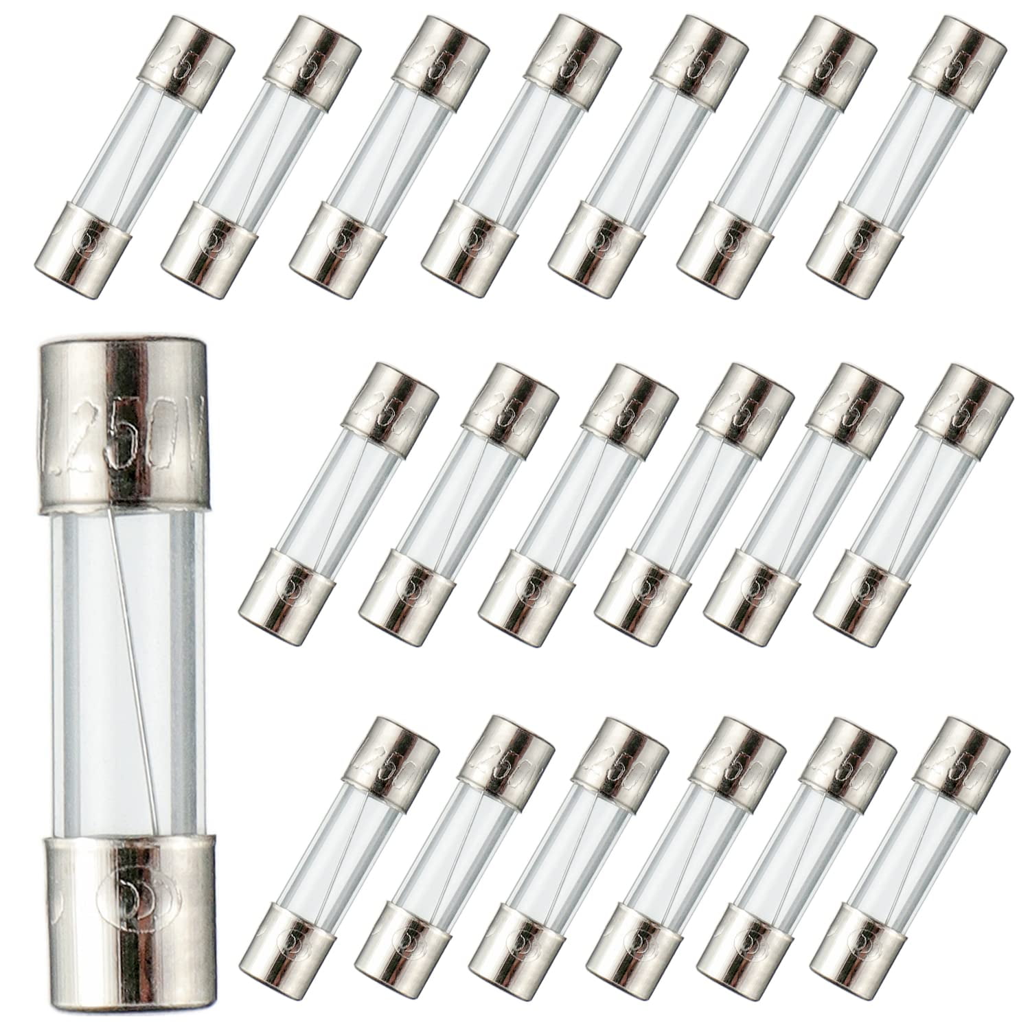 5x20mm 10A 10amp 250V 0.2x0.78 Inch F10AL250V Fast-Blow Glass Fuses ...