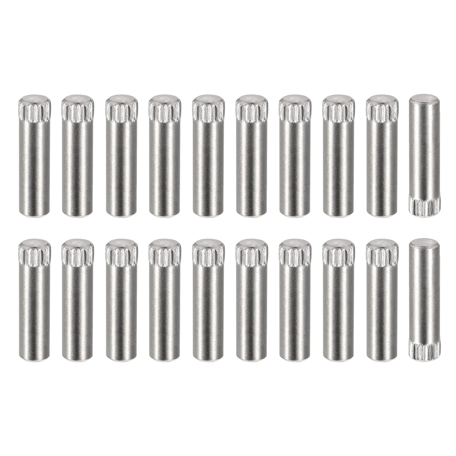 5x20mm 304 Stainless Steel Dowel Pins, 20 Pack Knurled Head Flat End ...