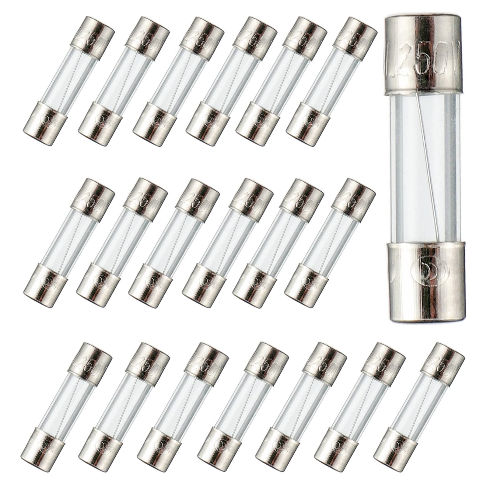 5x20mm 5A 5amp 250V 0.2x0.78 Inch F5AL250V Fast-Blow Glass Fuses (Pack ...
