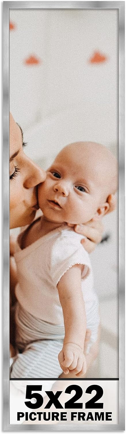 5x22 Inch Silver Stainless Steel Solid Wood Picture Frame, 0.75 Inch ...