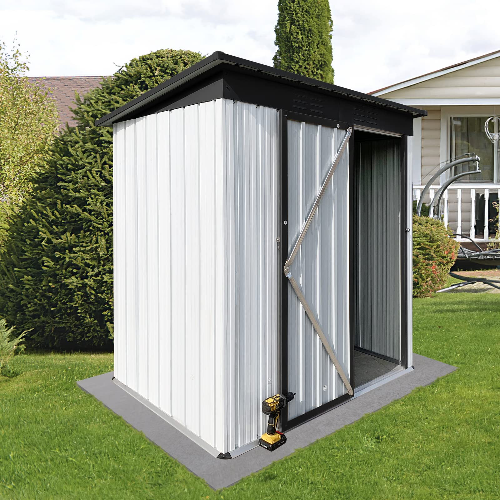 5x3 FT Outdoor Storage Shed Waterproof, Metal Garden Sheds with ...