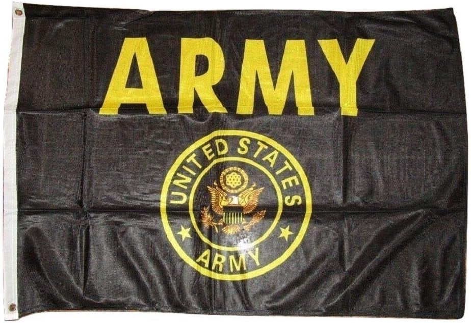 5x3 U.S. Army -Crest Seal Emblem Black Gold Knitted Flag- 5'x3' Banner Grommets Premium- Fade ...