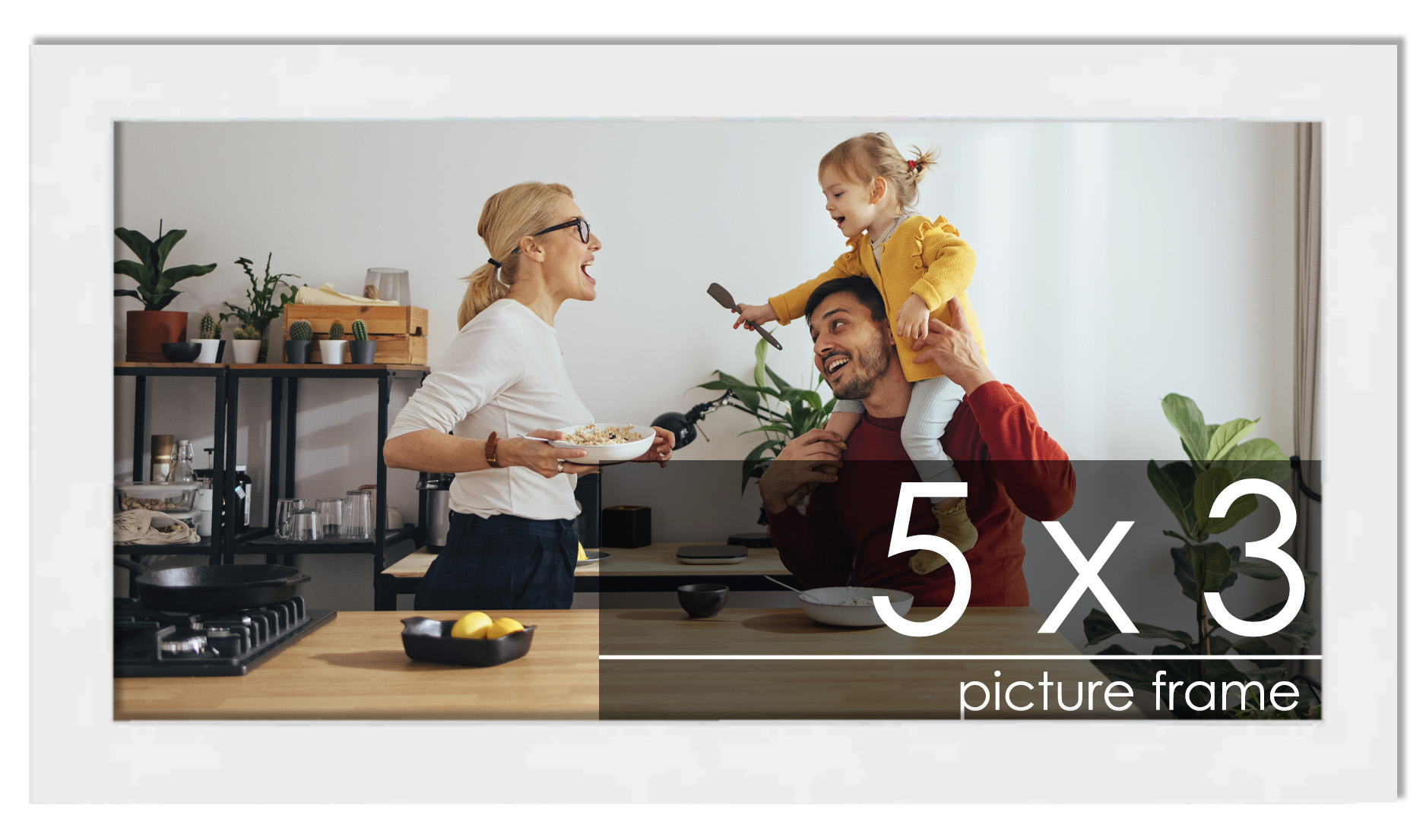 5x3 White Wood Picture Frame - UV Acrylic, Foam Board Backing, Hanging ...