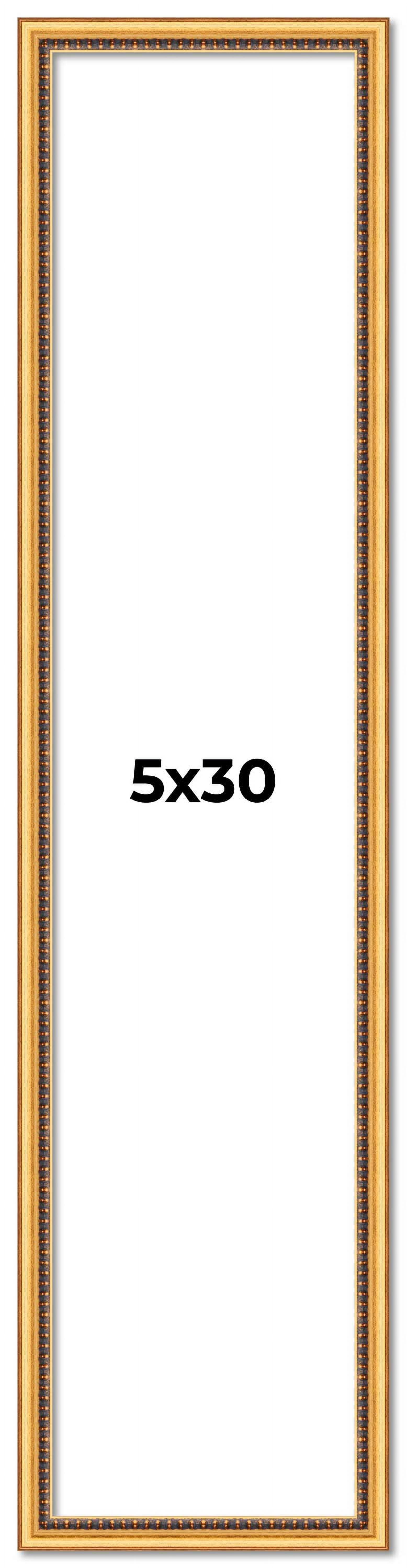 5x30 Frame Beaded Gold Solid Wood Picture Frame | 0.75 Inches Moulding ...