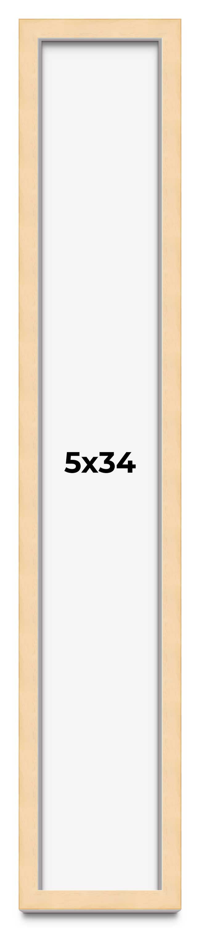 5x34 Frame Natural Wood Picture Frame | 0.75 Inch Moulding Width | with ...