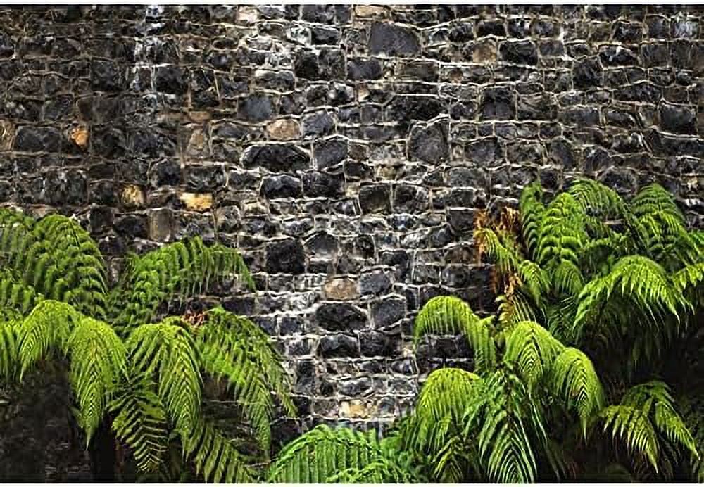 5x3FT Black Brick Wall Backdrop Spring Green Tree Retro Rustic Brick ...