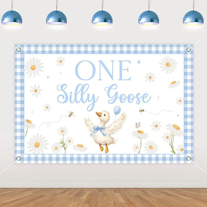 5x3FT Blue One Silly Goose Cute Backdrop Goose Theme 1st Birthday ...