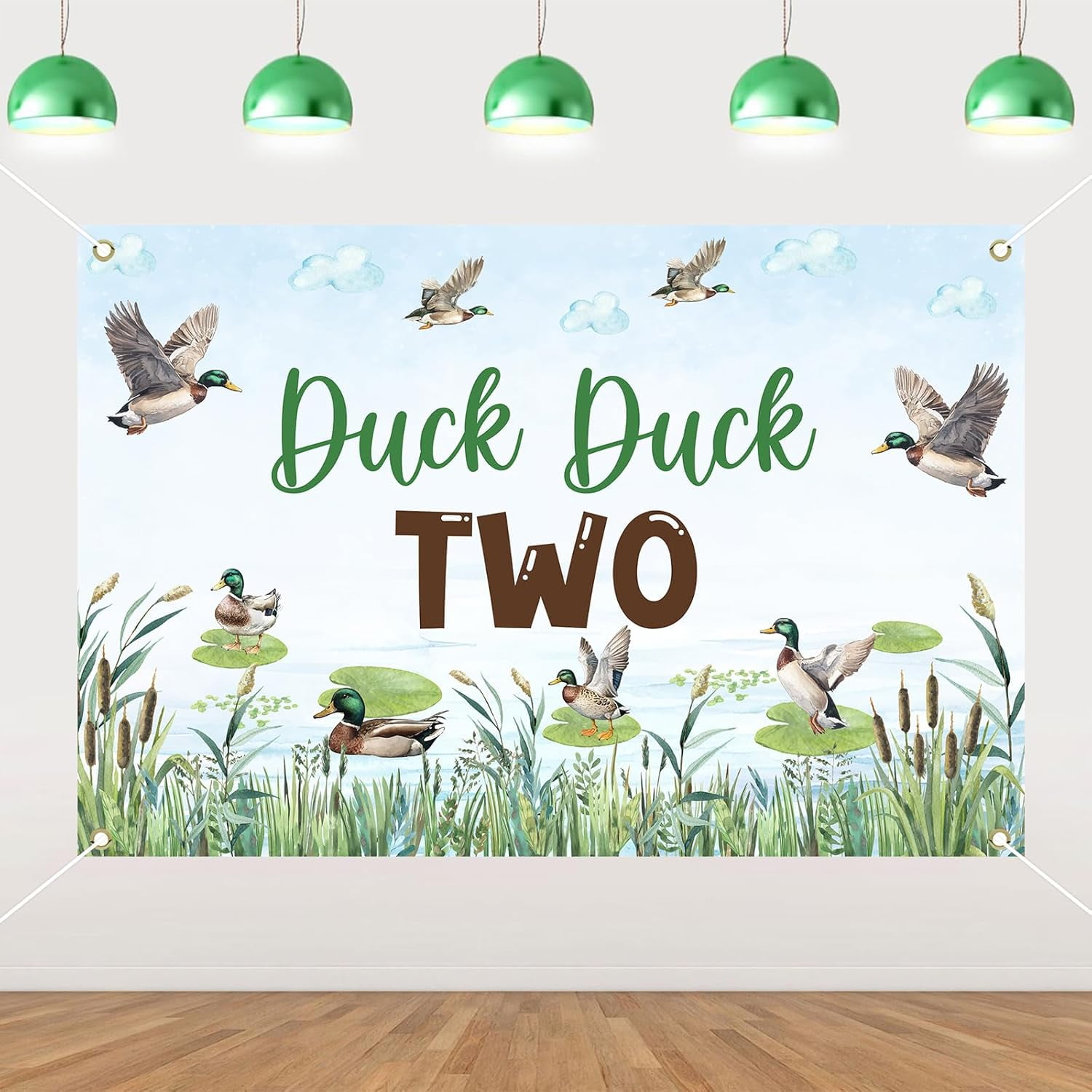 5x3FT Duck 2nd Birthday Decorations Banner Duck Duck Two Backdrop ...