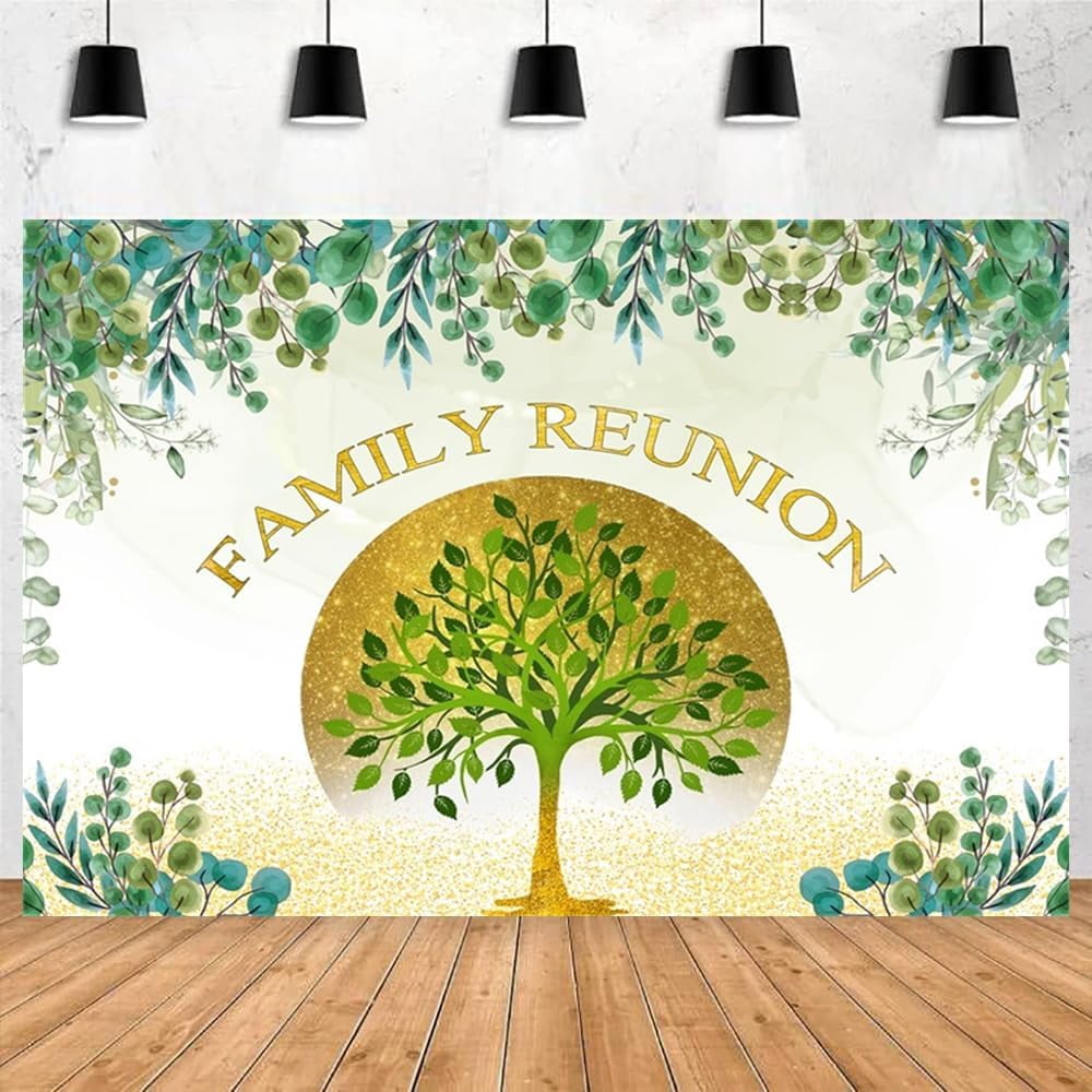 5x3FT Family Reunion Photo Backdrop for Family Reunion Decorations Gold ...