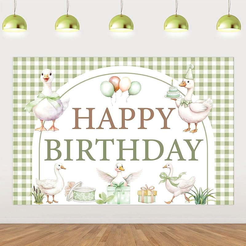 5x3FT Goose Birthday Backdrop Silly Goose Birthday Decorations Green ...