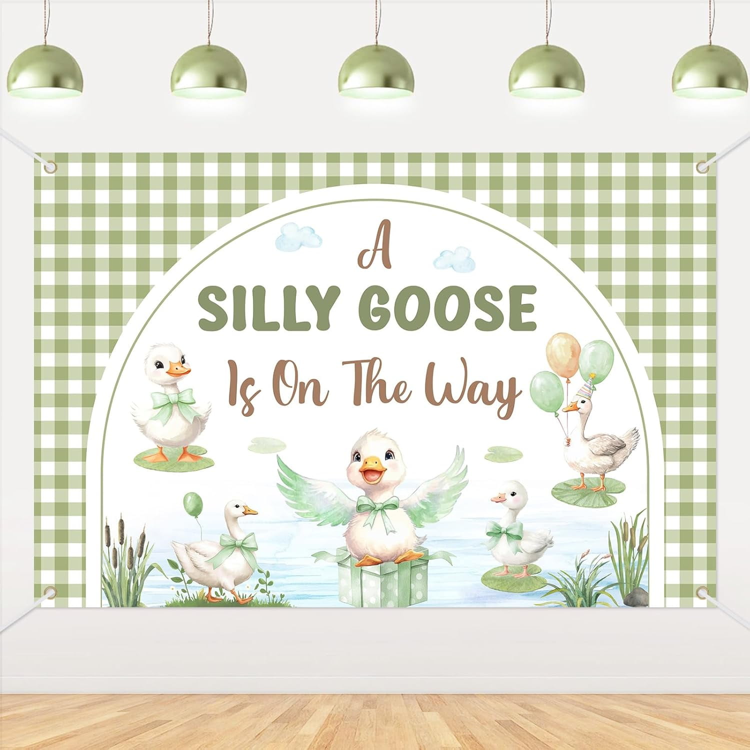 5x3FT Green Silly Goose Baby Shower Backdrop Decorations for Boys Girls ...